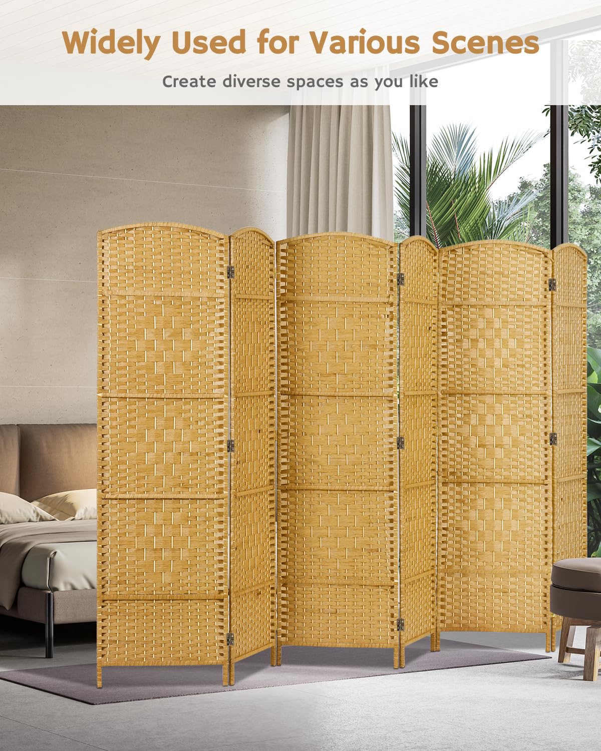 Snapklik.com : Room Divider 6 Panel Room Partition, Foldable ...