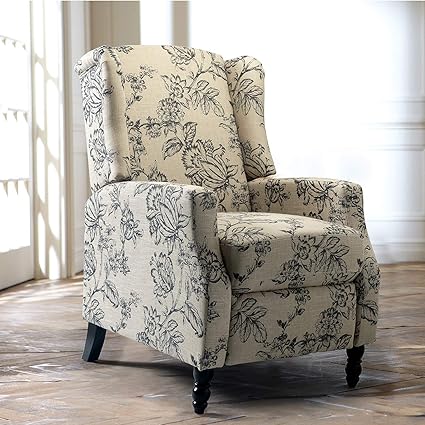 Amazon.com: Upholstered Wingback Recliner Chair, Traditional Push Back ...