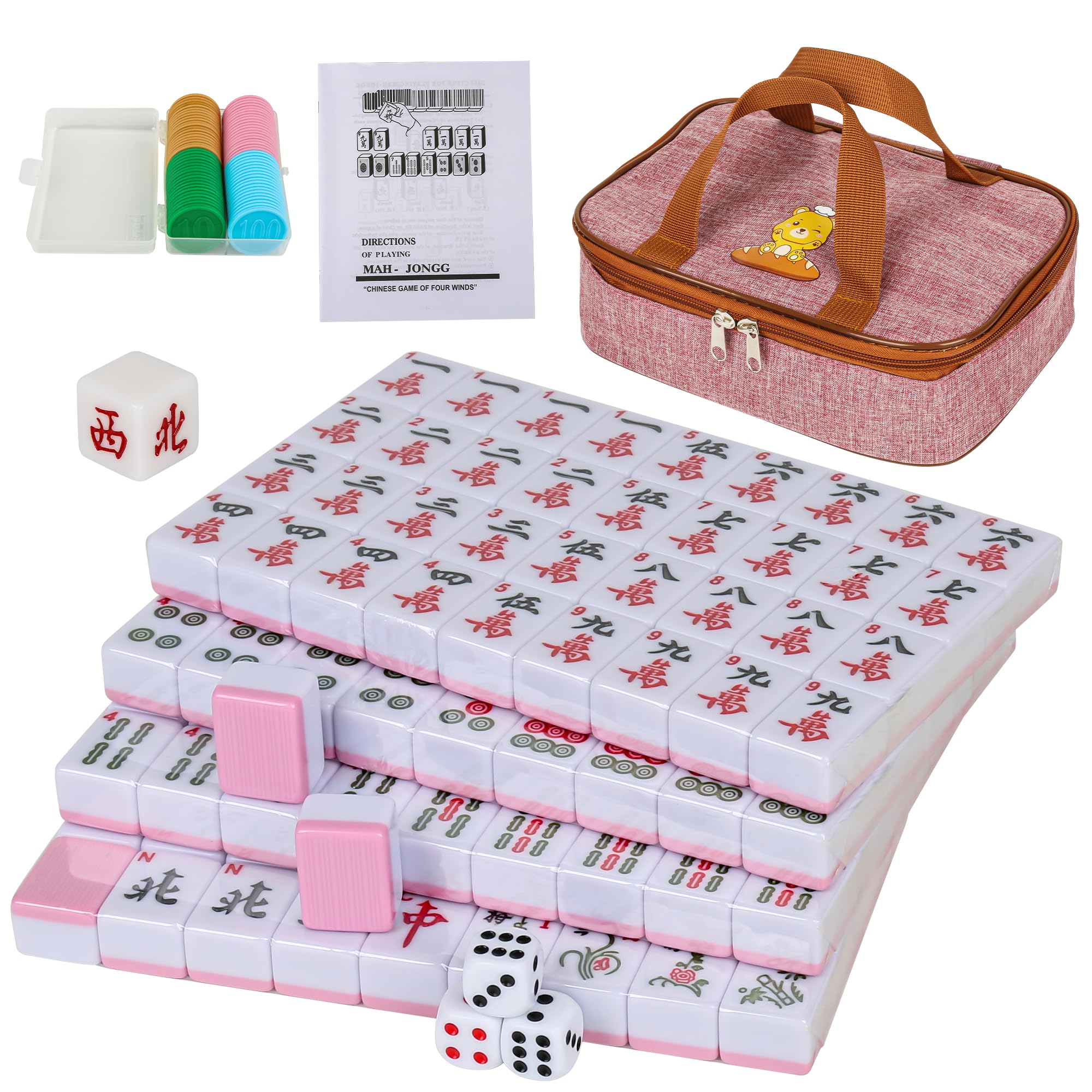 Amazon.com: QYMZKA Chinese Small Mahjong Set, 144 Numbered Melamine 1. ...