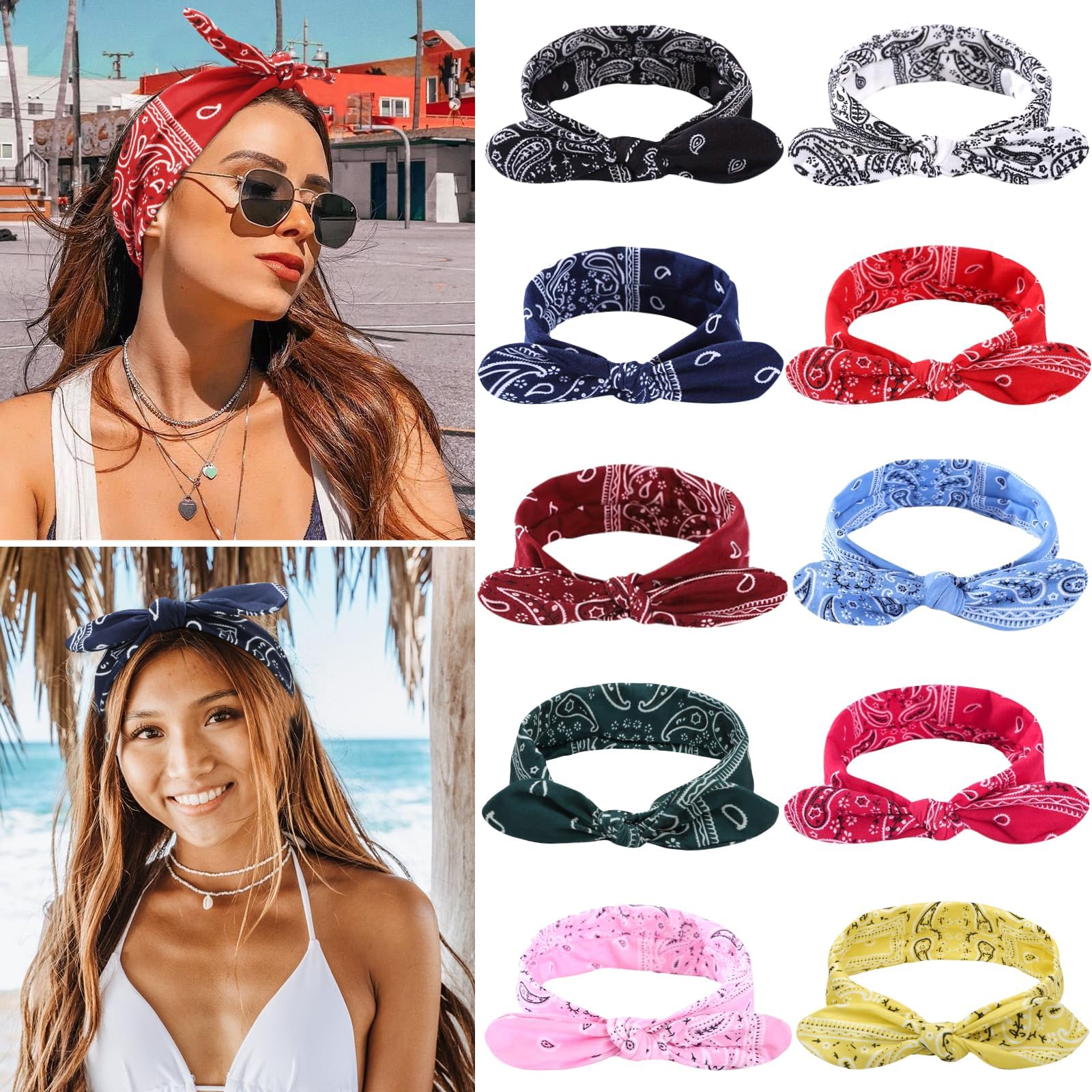 Amazon.com : TOBATOBA 10Pcs Bandana Hair Accessories: Vintage Paisley ...
