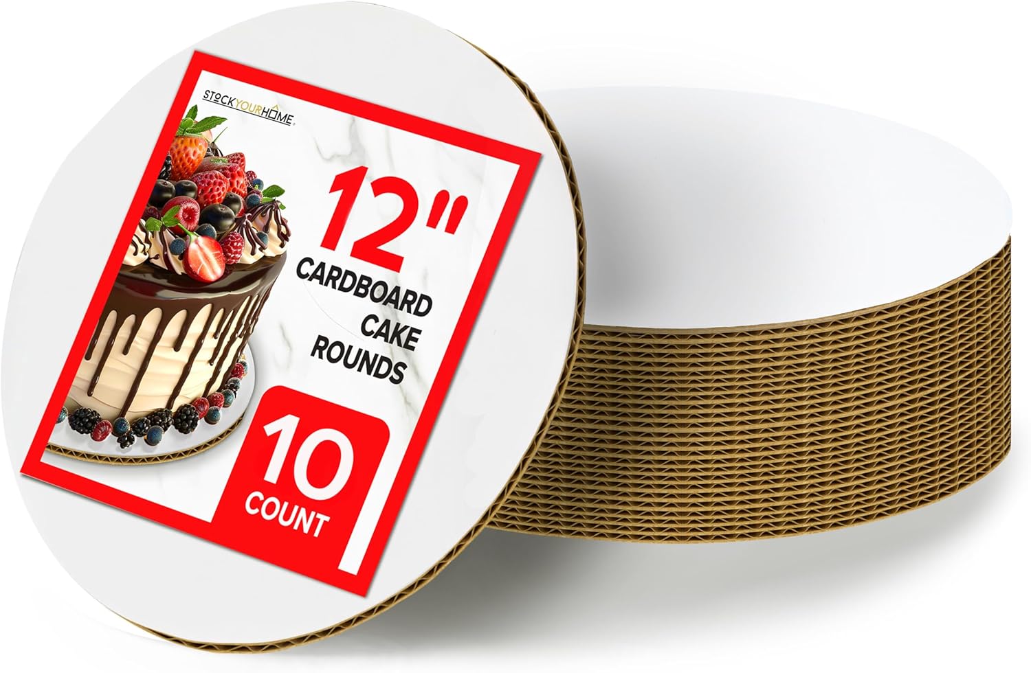 Amazon.com: 12 Inch Cardboard Cake Boards (10 Pack), White Round Cake ...