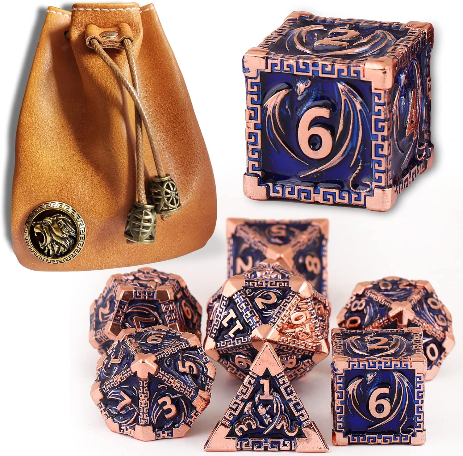 Amazon.com: DND Dice Metal Dragon Set,Unique Dragon Design Dice with ...