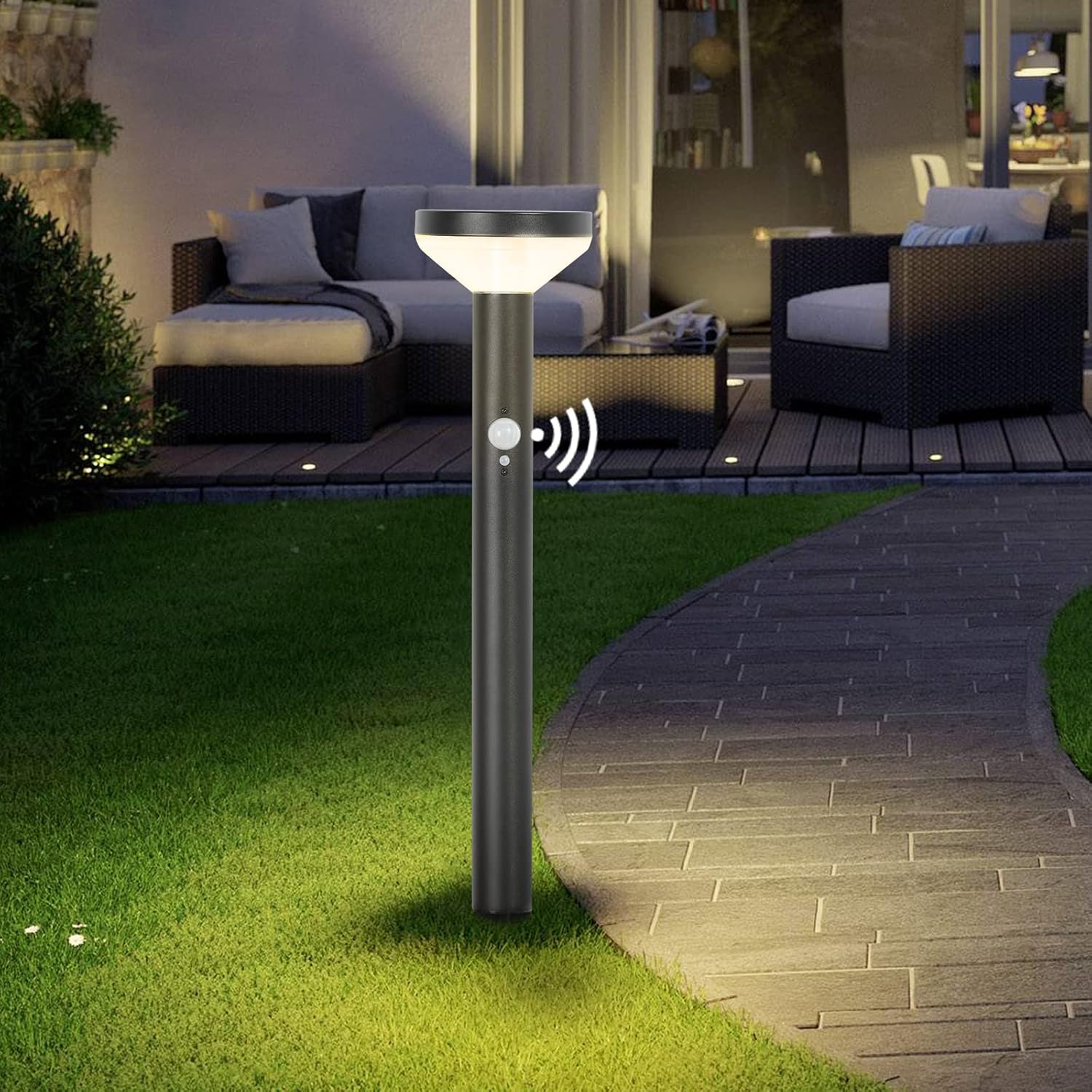 Lustrlach LED Solar Motion Sensor Pathway Lights,24in Solar Walkway ...