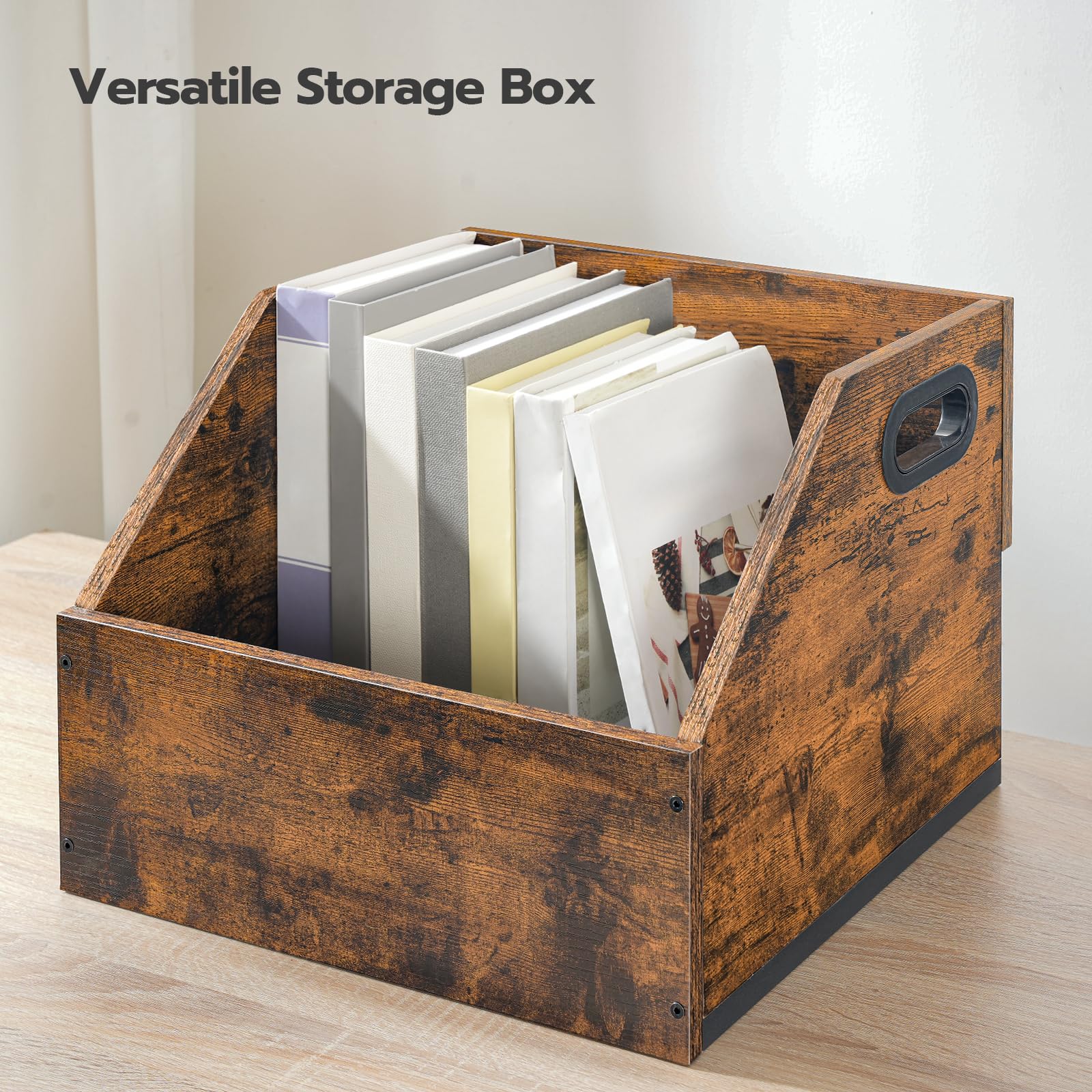 HOOBRO Vinyl Record Storage Crate, Record Holder, Wooden & Metal LP ...