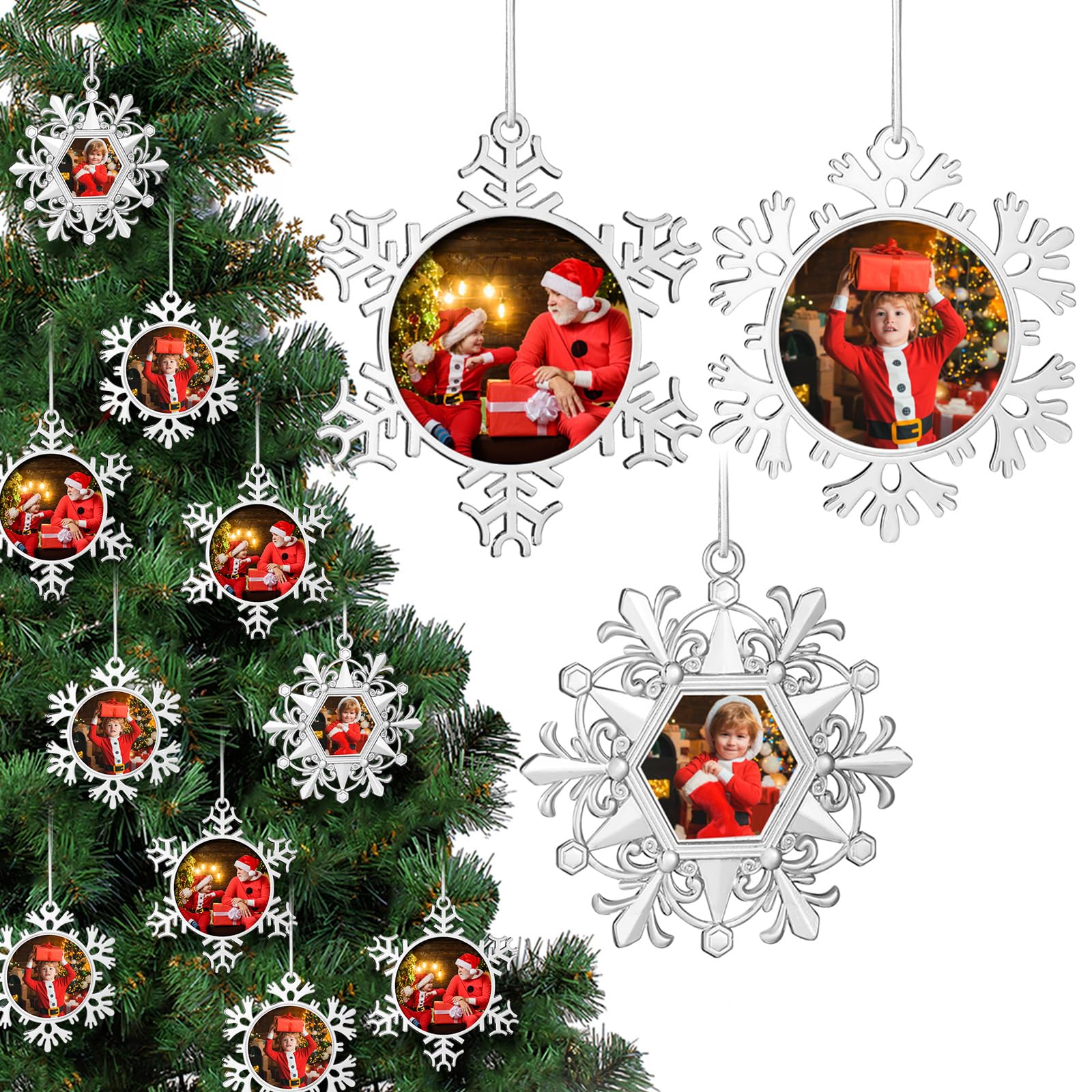 Amazon.com: Soaoo 15 Pcs Christmas Snowflake Photo Frame Hanging ...