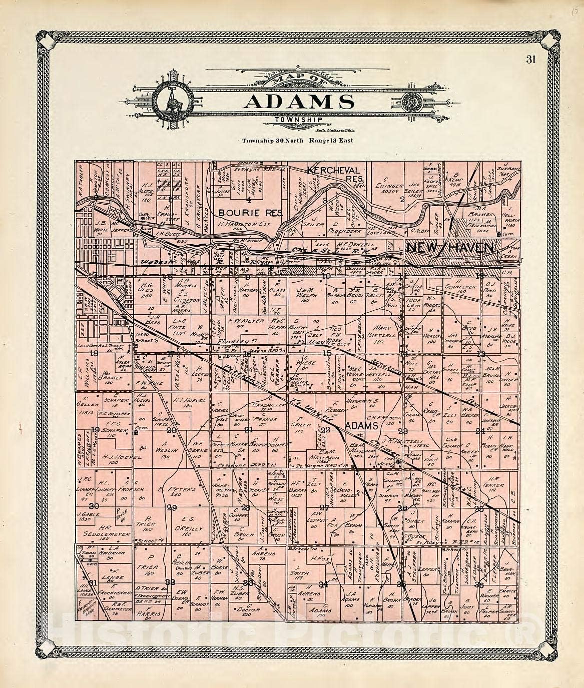 Amazon.com: Historic 1907 Wall Map - Plat Book of Allen County, Indiana ...