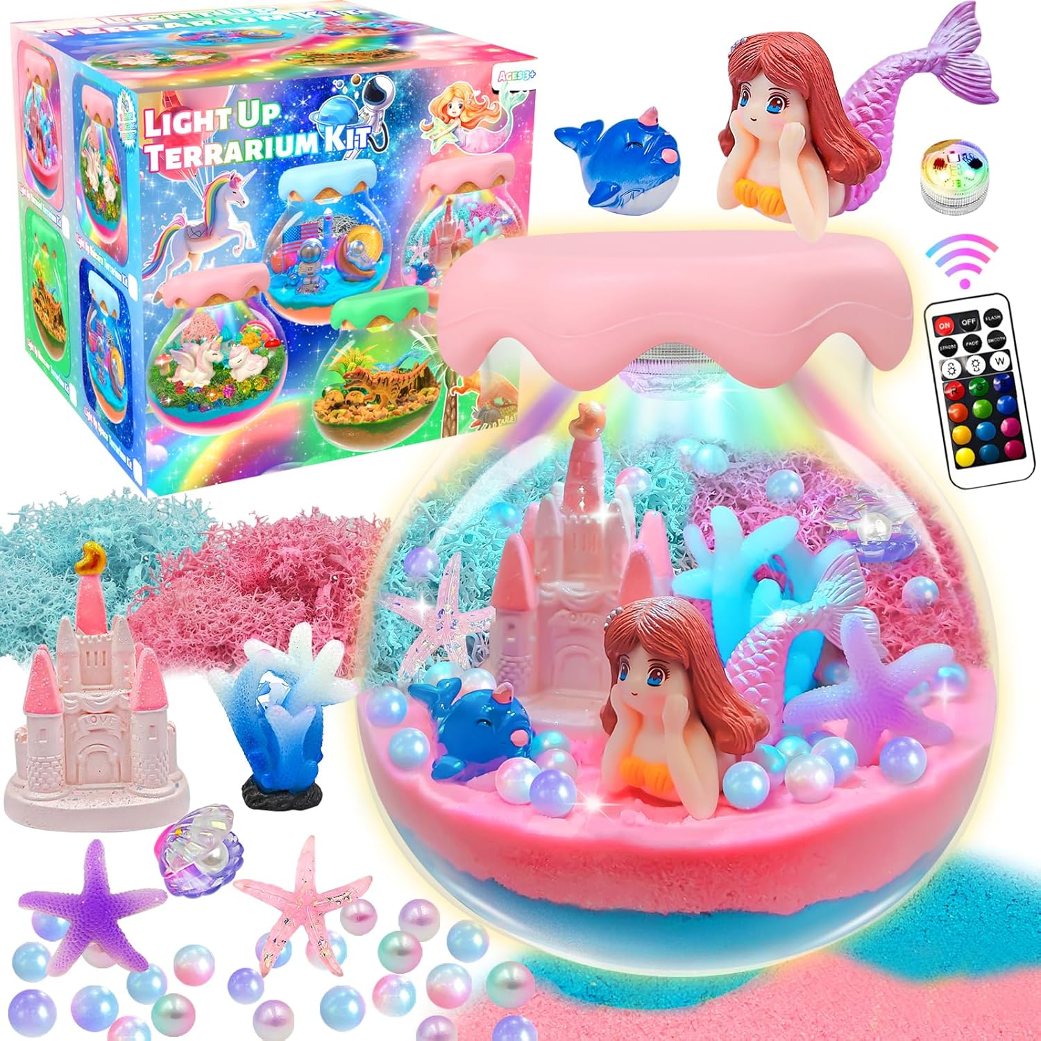 Amazon.com: ADLKGG Mermaid Terrarium Kit for Kids - DIY Mermaid Toys ...