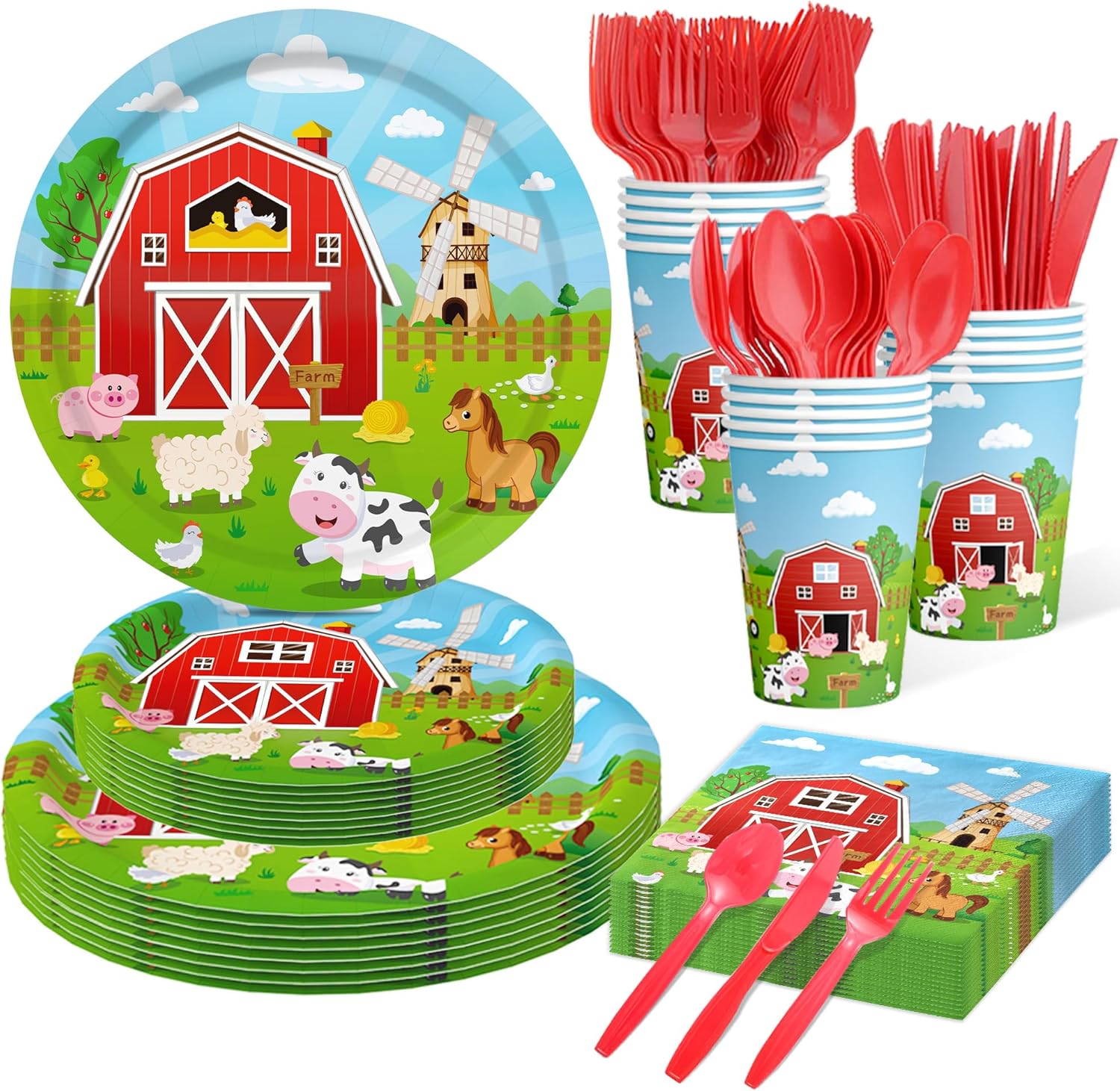 Amazon.com: Farm Animal Birthday Party Decorations Farm Plates ...