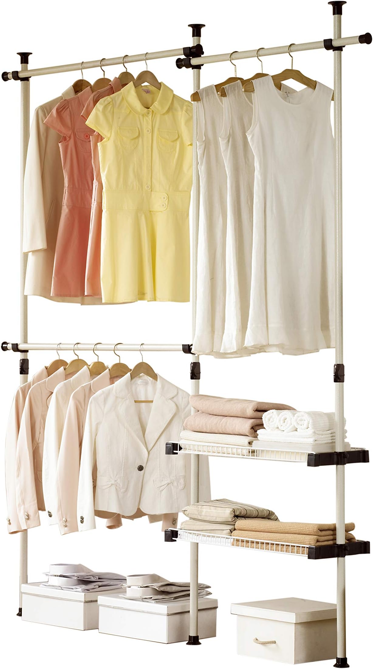 Amazon.com: PRINCE HANGER, Double 2 Tier Hanger & Shelves, Clothing ...