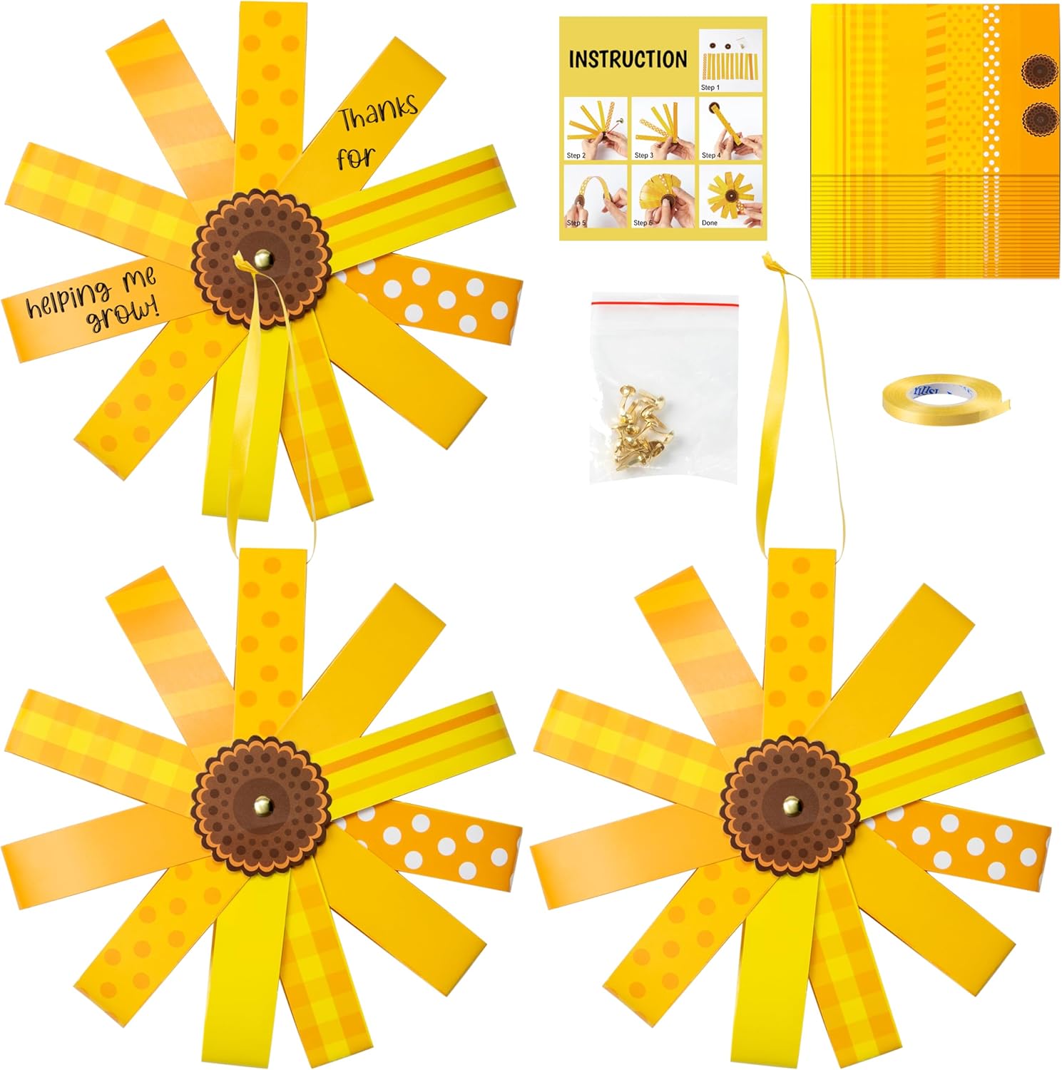 Amazon.com: BeYumi 30Pcs Spring Paper Strip Sunflowers Craft Kit for ...