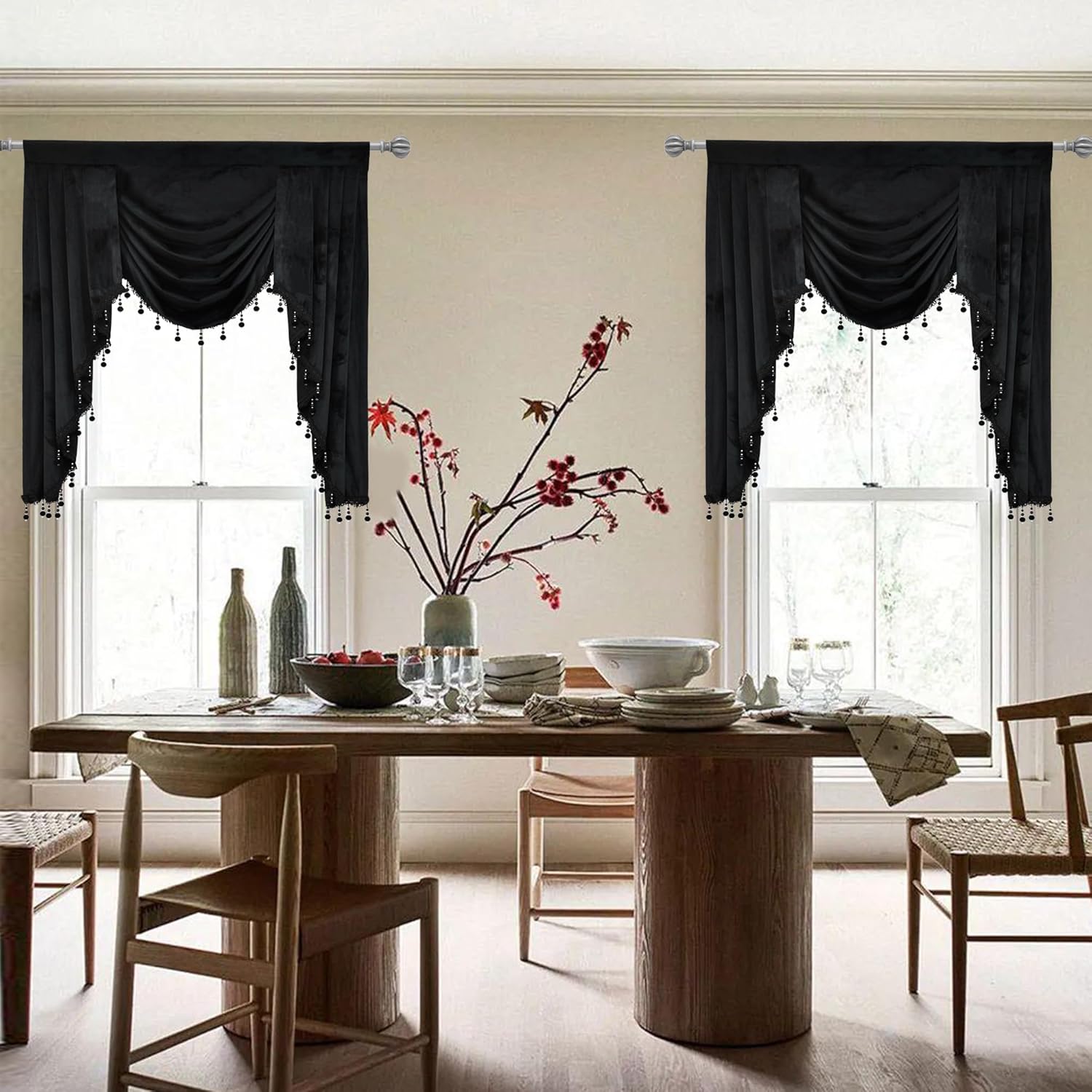 Amazon.com: JADE POKE Black Velvet Valance for Living Room, Luxury ...