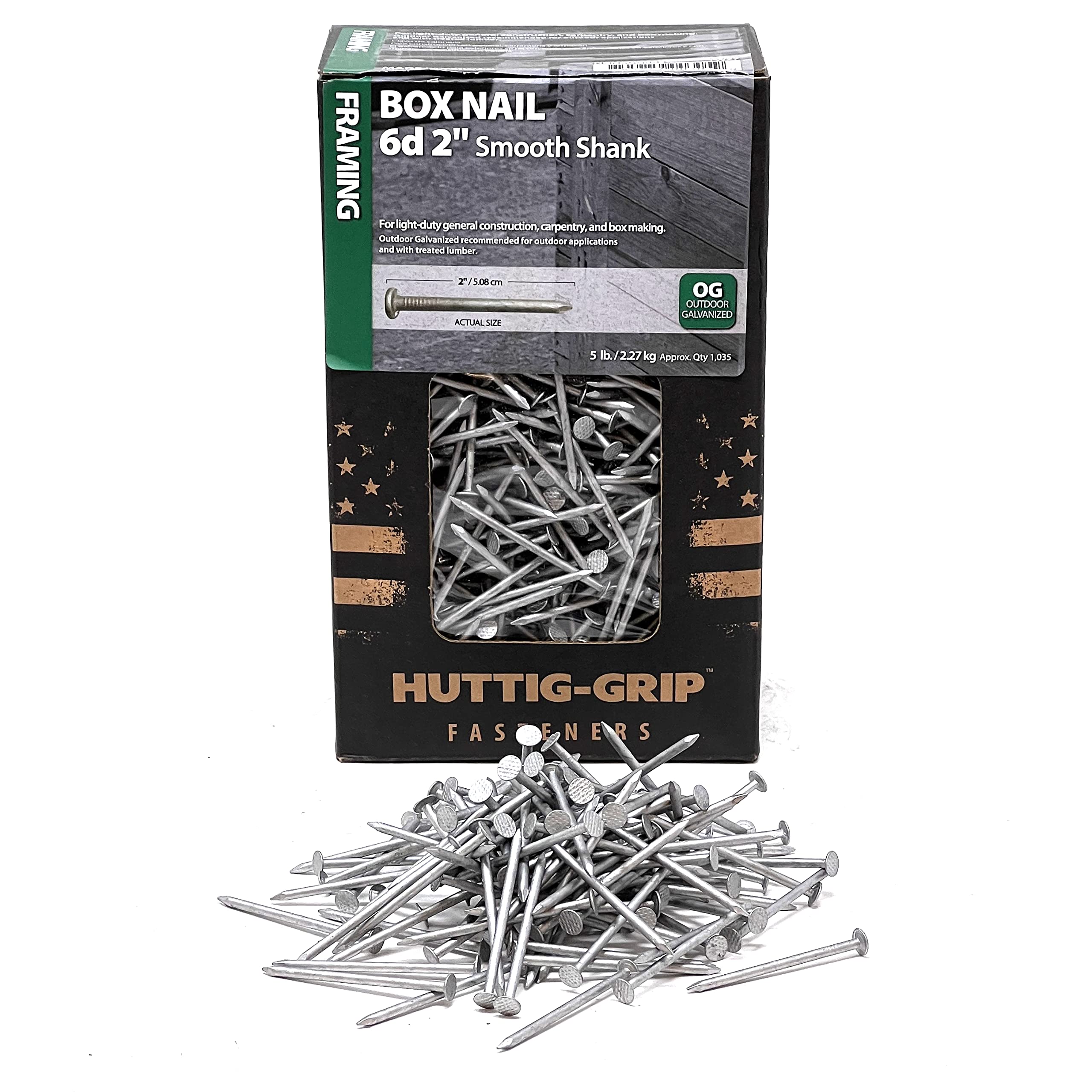 Huttig-Grip 2 in Framing Box Nails 6d Size, Outdoor Galvanized Finish ...