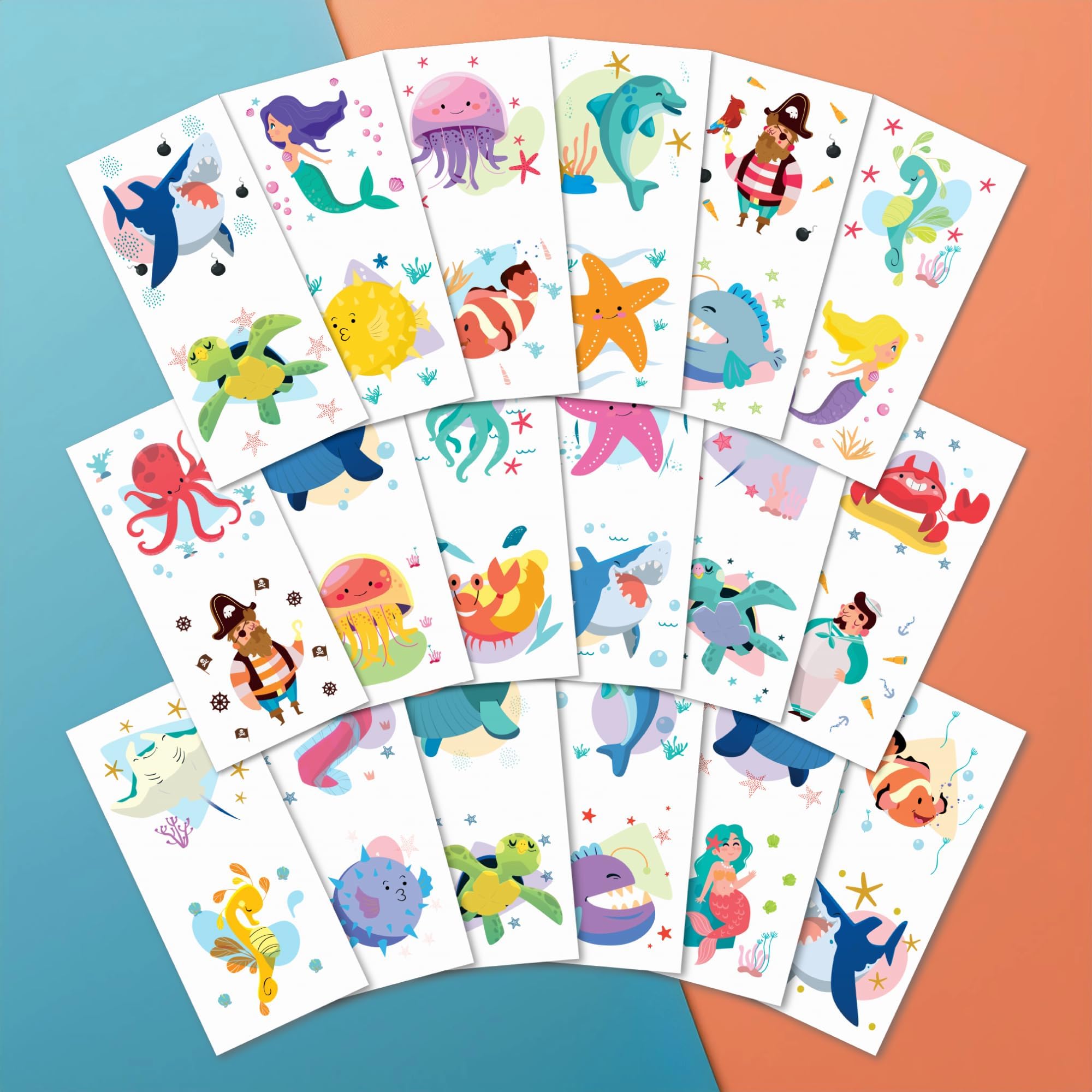 Amazon.com : Under The Sea Temporary Tattoos 10 Sheets 110 PCS Ocean ...