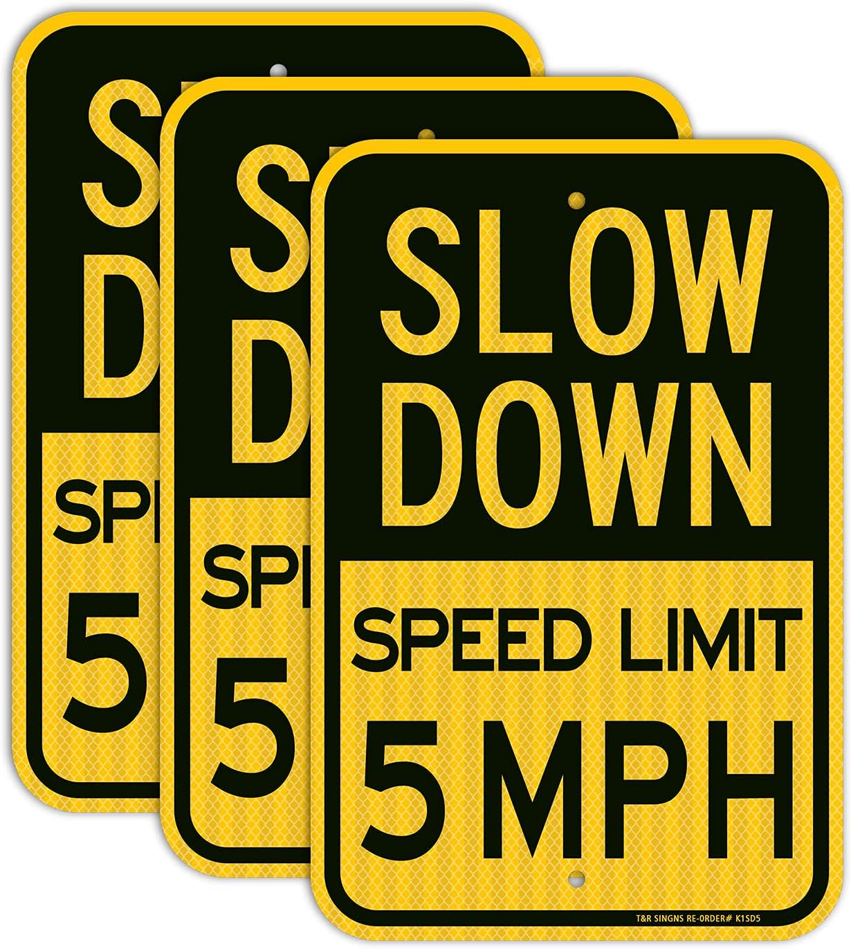 (3 Pack) Slow Down Speed Limit 5 MPH Sign, Slow Down Sign, 18" x 12 ...