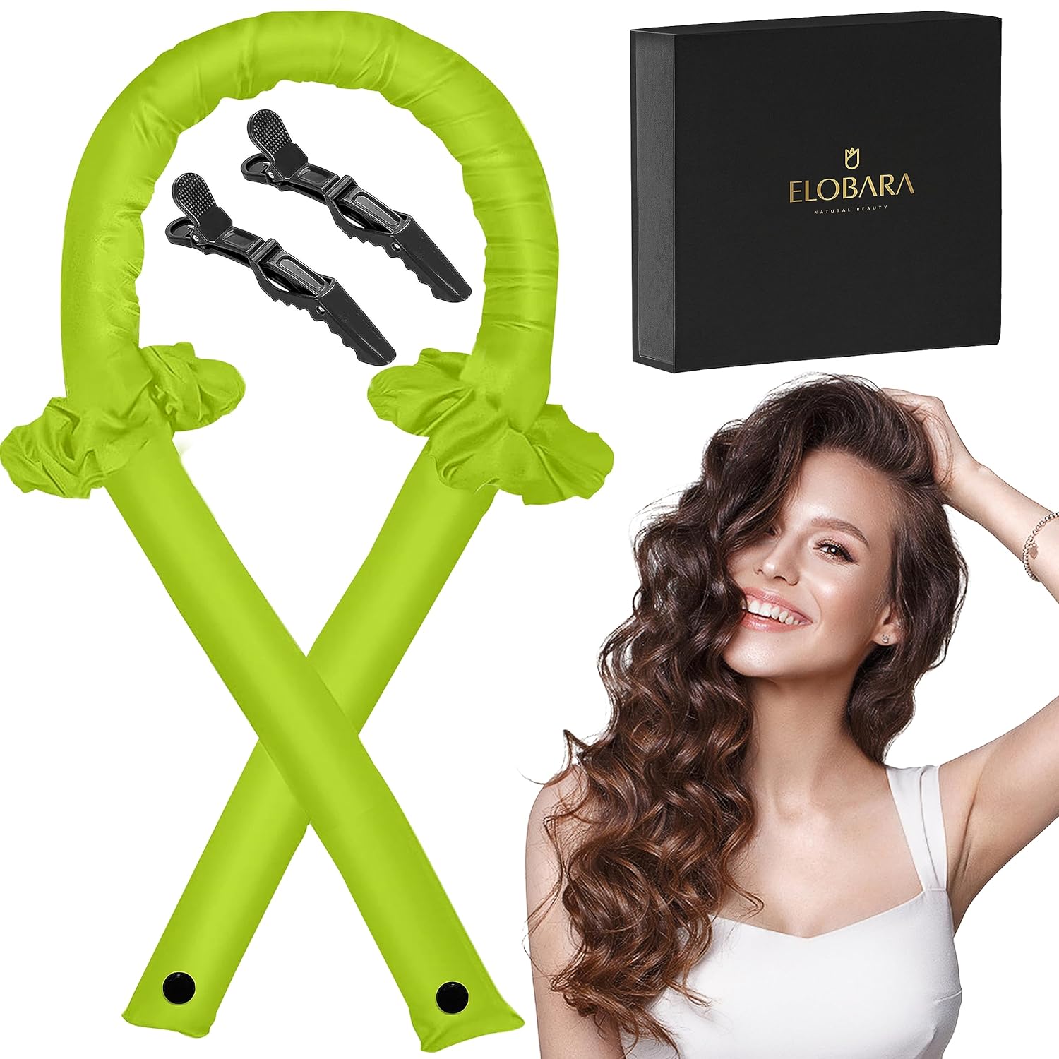 Amazon.com : Elobara Heatless Hair Curler Set - Heatless Curling Rod ...