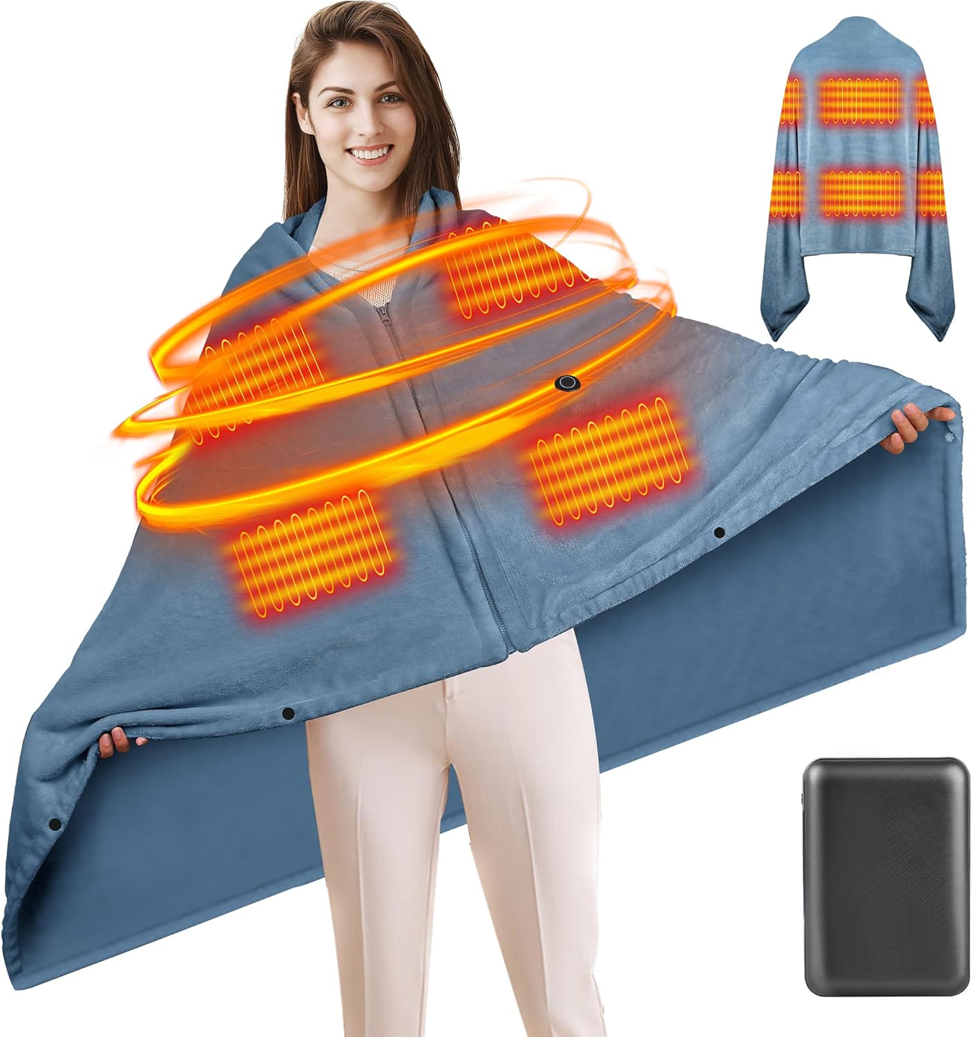 Amazon.com: Moteoza Heated Blanket Battery Operated Cordless Heated Shawl USB Rechargeable ...