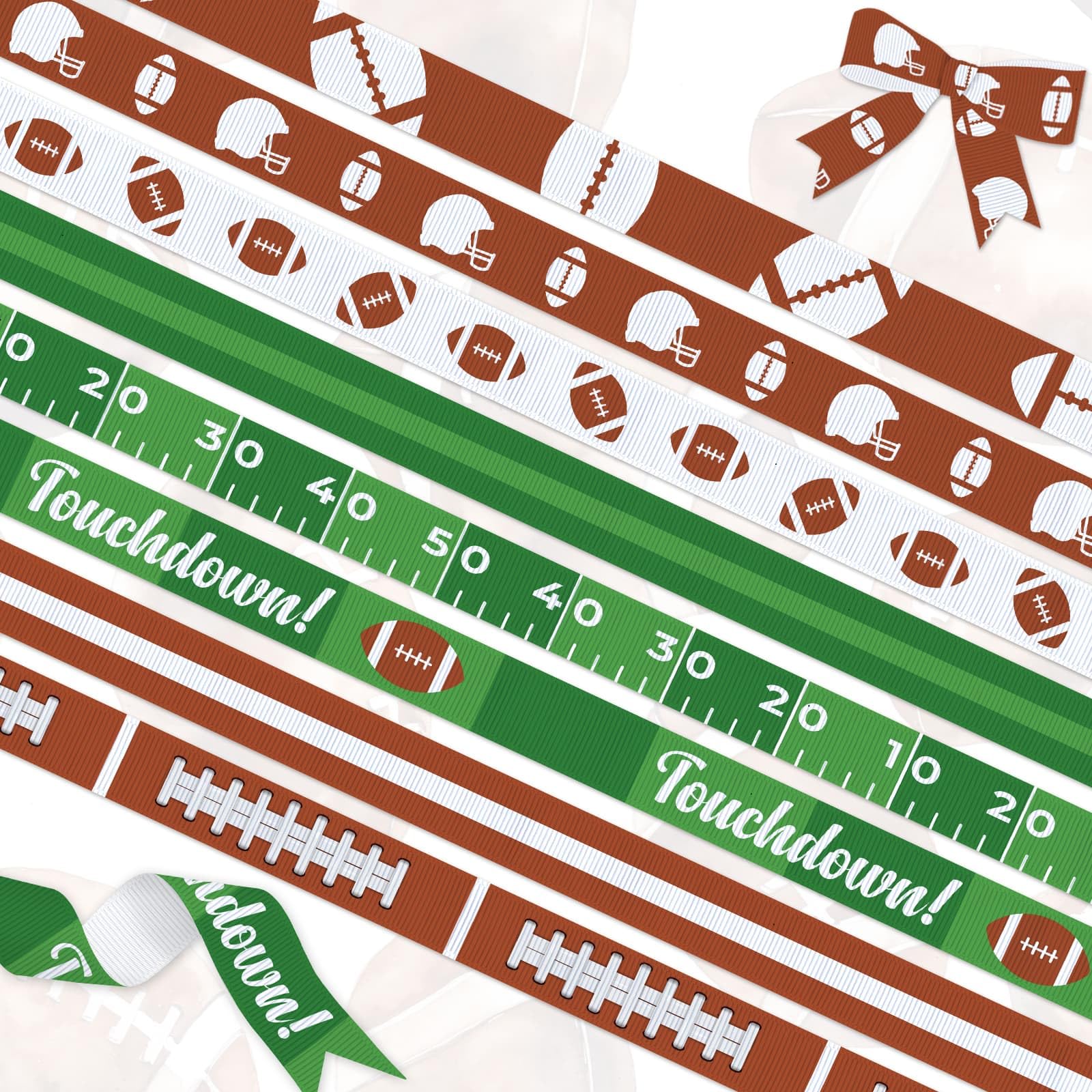 Amazon.com: YKW 8 Rolls Football Ribbon Set, 3/8" Wide Grosgrain Ribbon ...