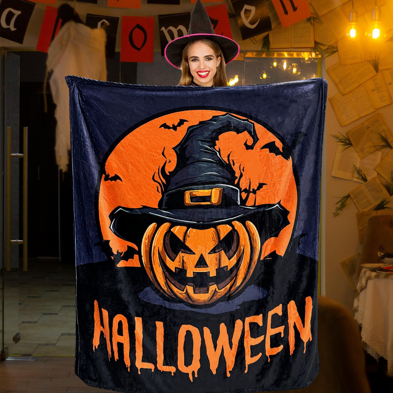 Amazon.com: Excervent Evil Wizard Pumpkin Printed Black Blankets ...