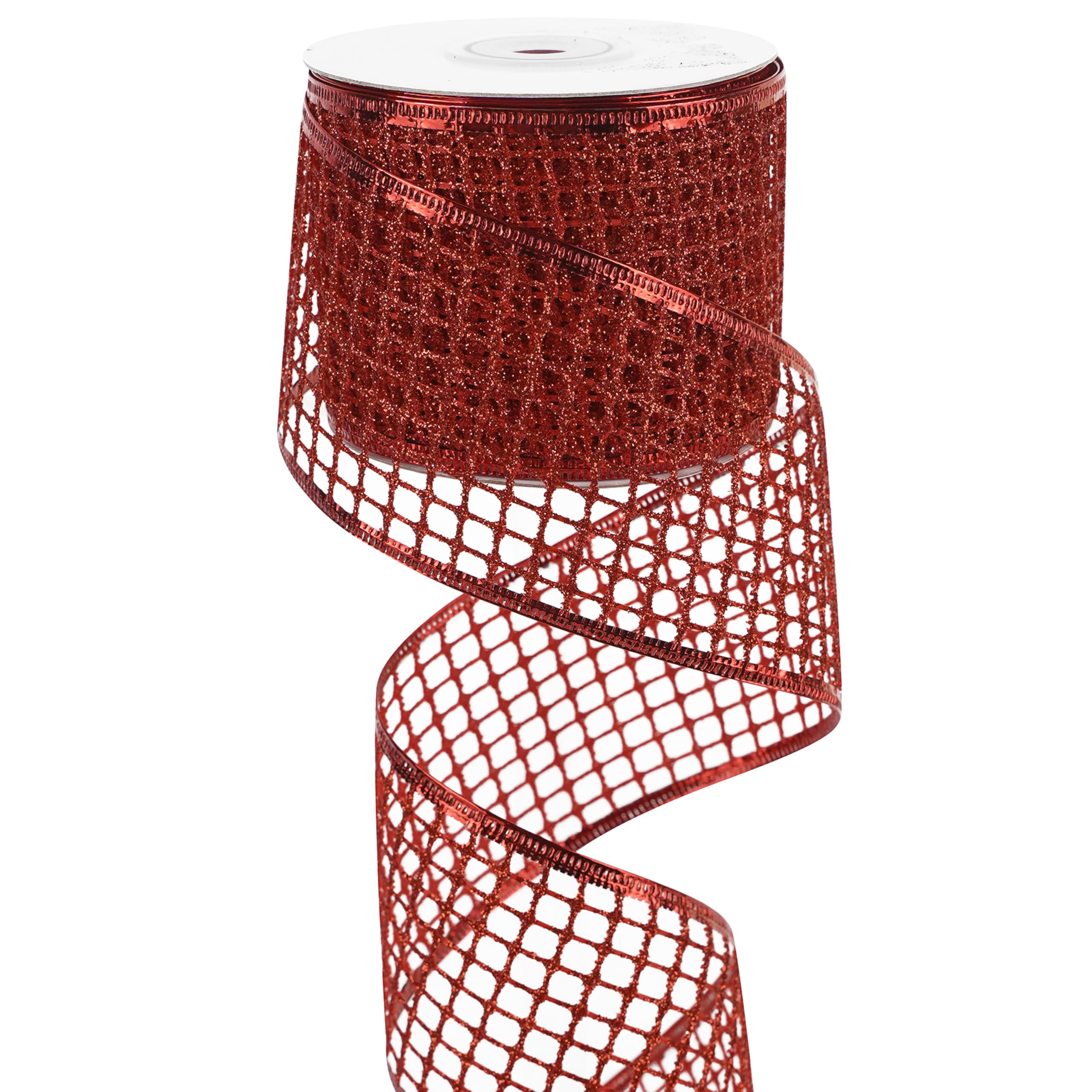 Amazon.com: MEEDEE Red Netting Ribbon 2.5 Inch Sparkling Glamour Netted ...