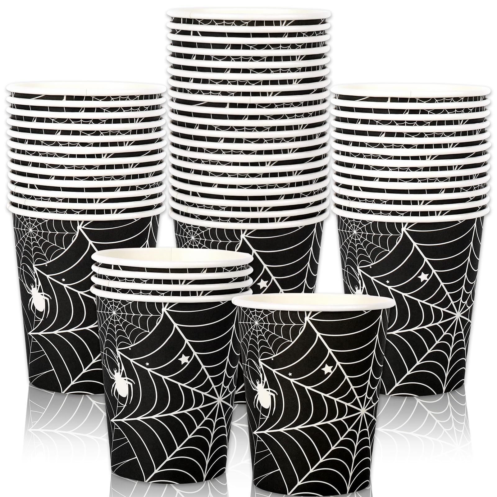 Amazon.com: AnyDesign 50Pcs Halloween Paper Cups 9 oz Spider Web Coffee ...