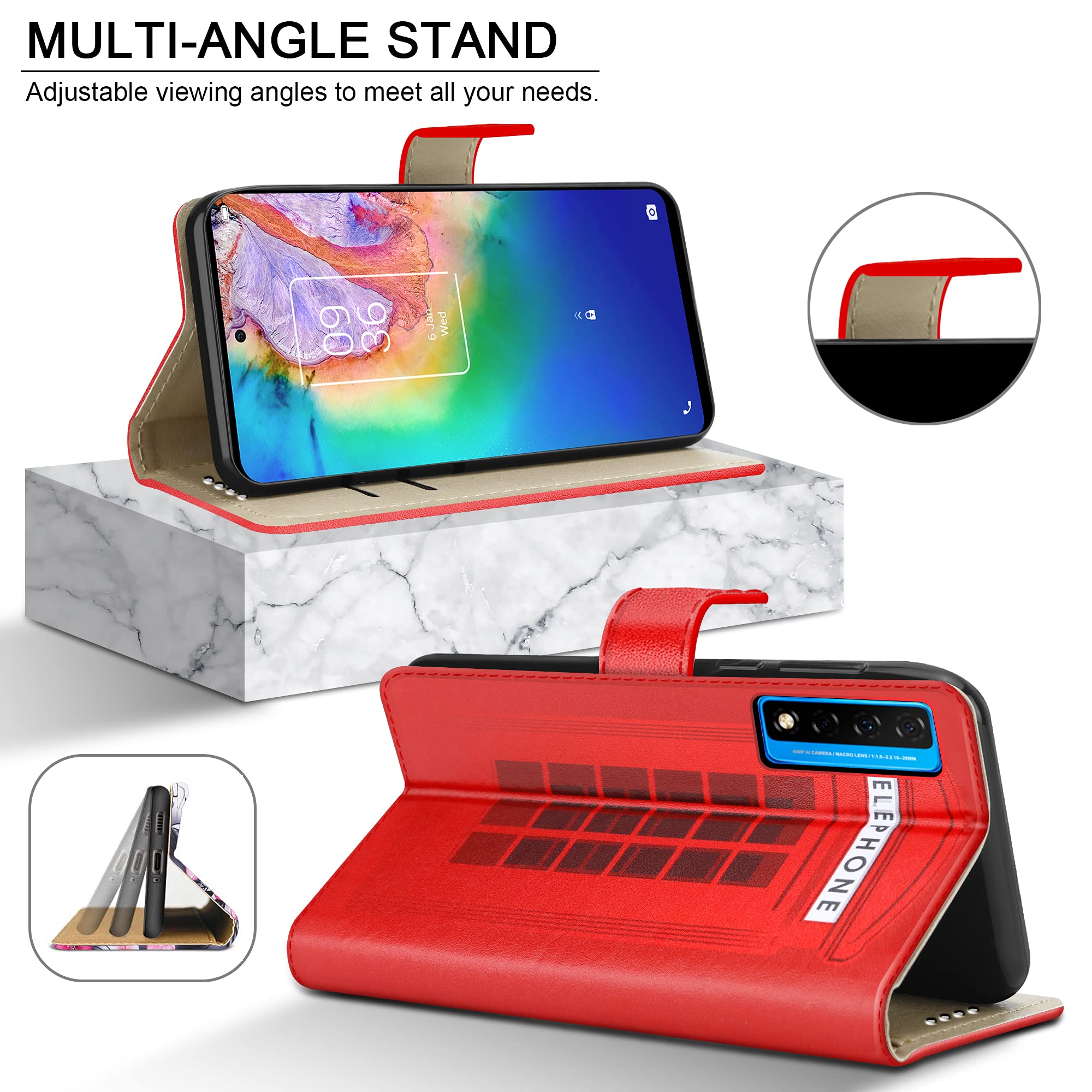 For TCL 305 306 403 405 40 SE 40R Case Leather Wallet Phone Cover ...