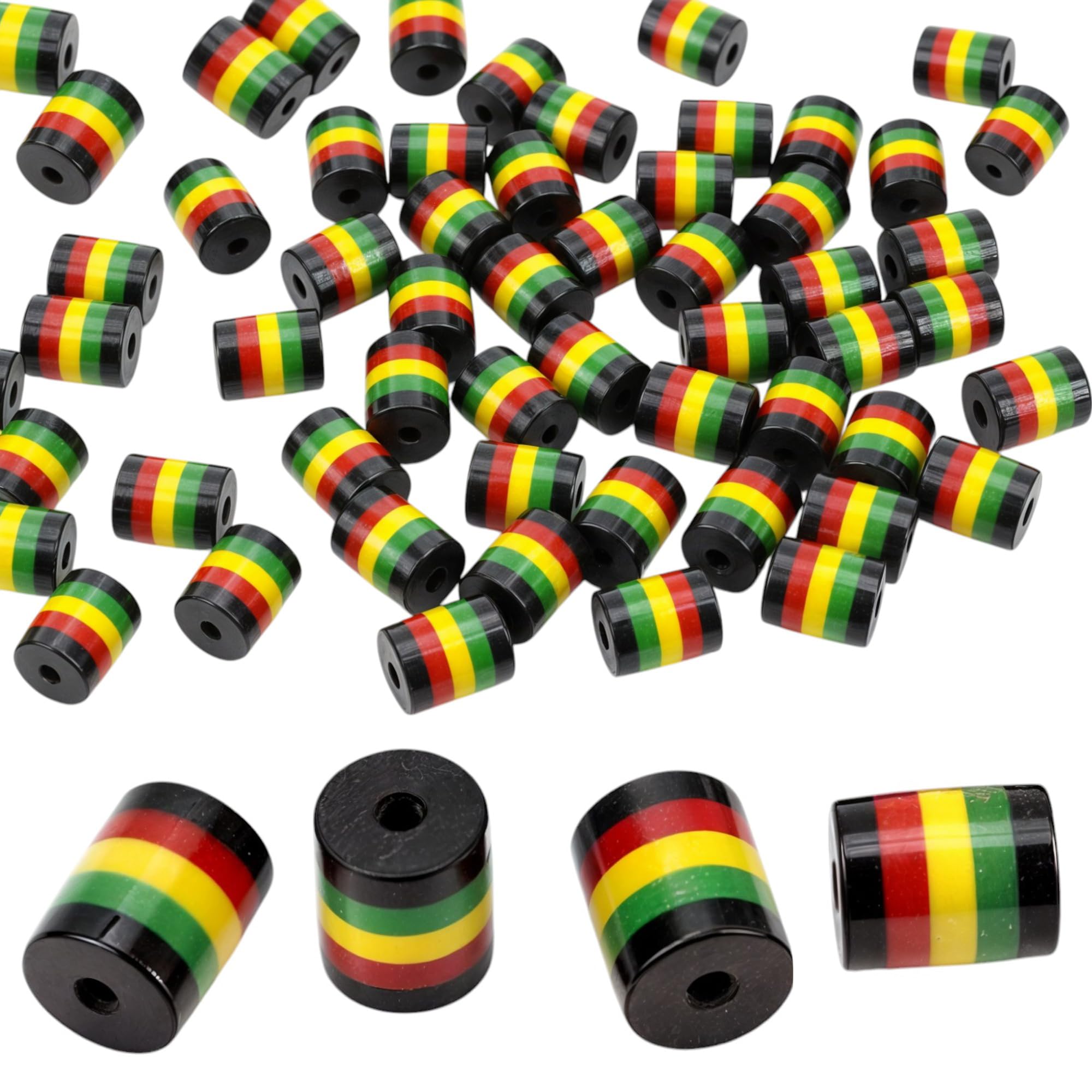 Amazon.com: 50pcs Rasta Beads for Bracelets and Charms, Jamaica Jewelry ...