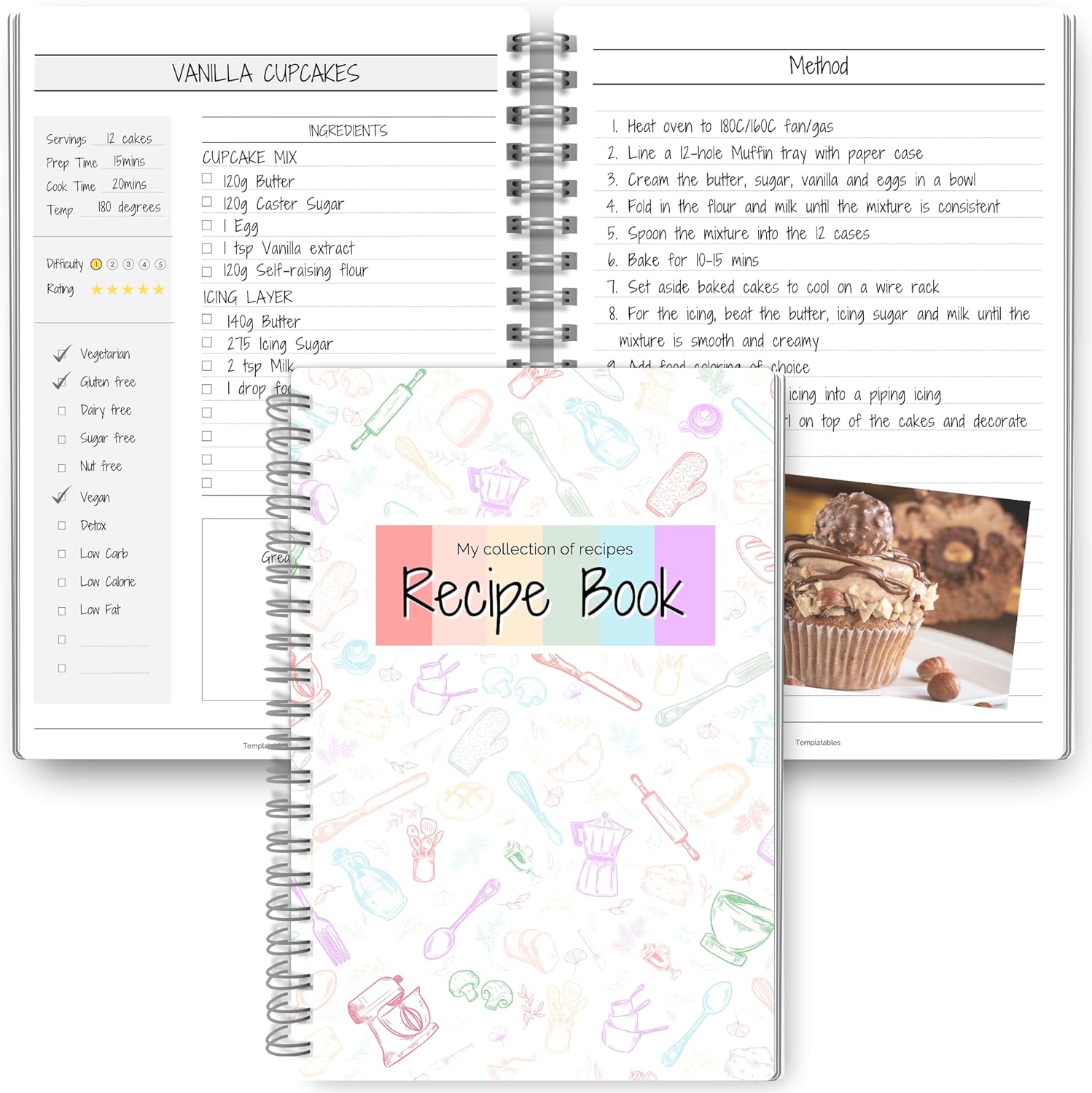 Templatables Recipe Notebook & Family Cookbook: Blank Recipe Book to ...