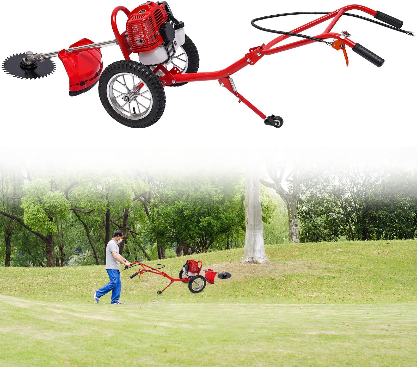 Amazon.com : 2 Stroke Lawn Mower Gas Powered 49CC Hand Push Irrigation ...