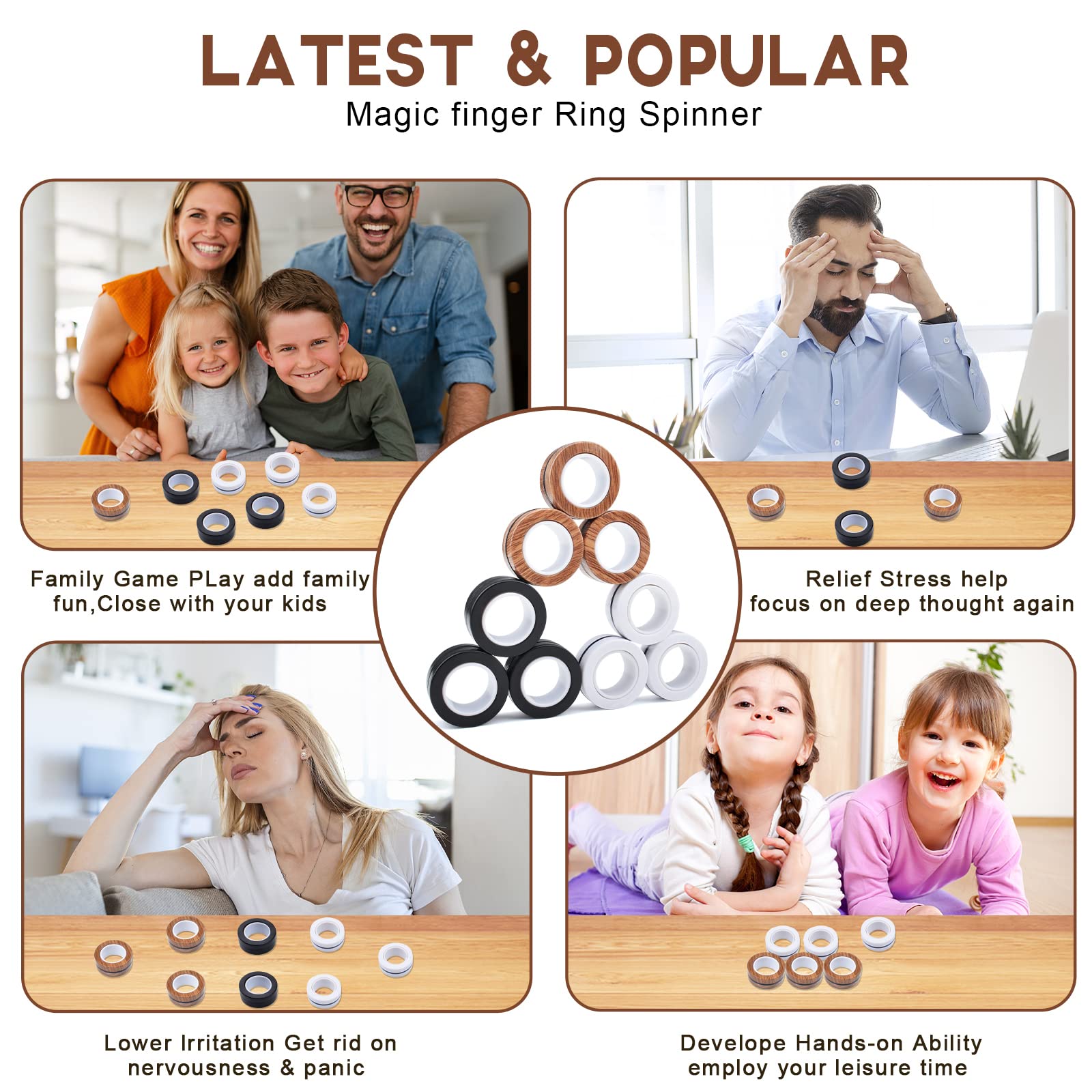 Snapklik.com : 9 PCS Magnetic Ring Fidget Toys Set,ADHD Anxiety ...