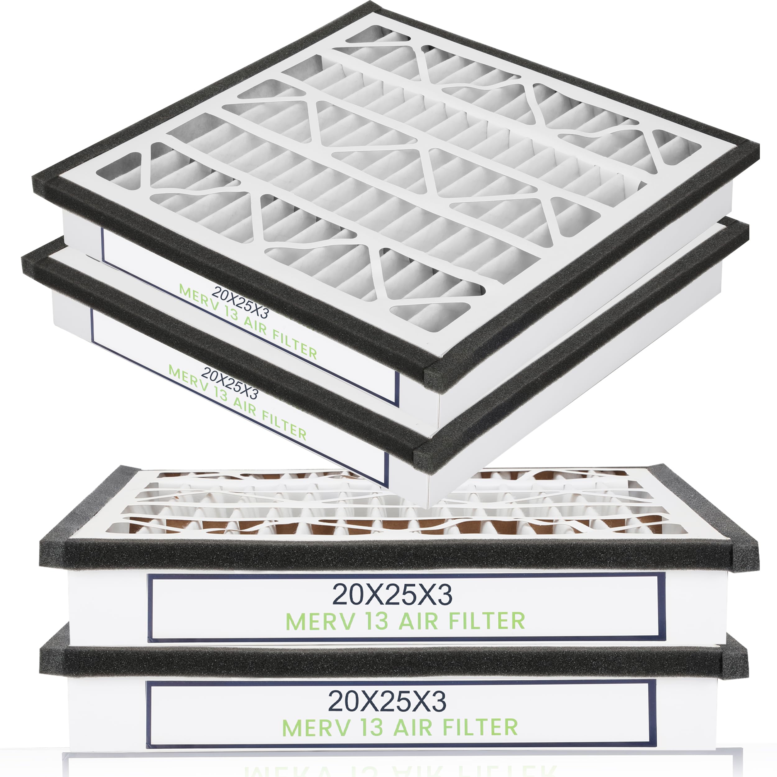 20x25x3 Air Filter MERV 13 (2-PK), 3-Inch Pleated Air Filter Fits Most ...