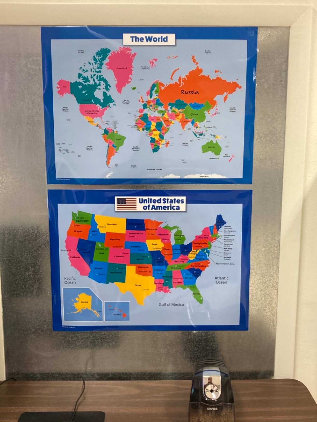 Amazon.com : 3 Pack - USA & World Map for Kids + Learning to Tell Time ...
