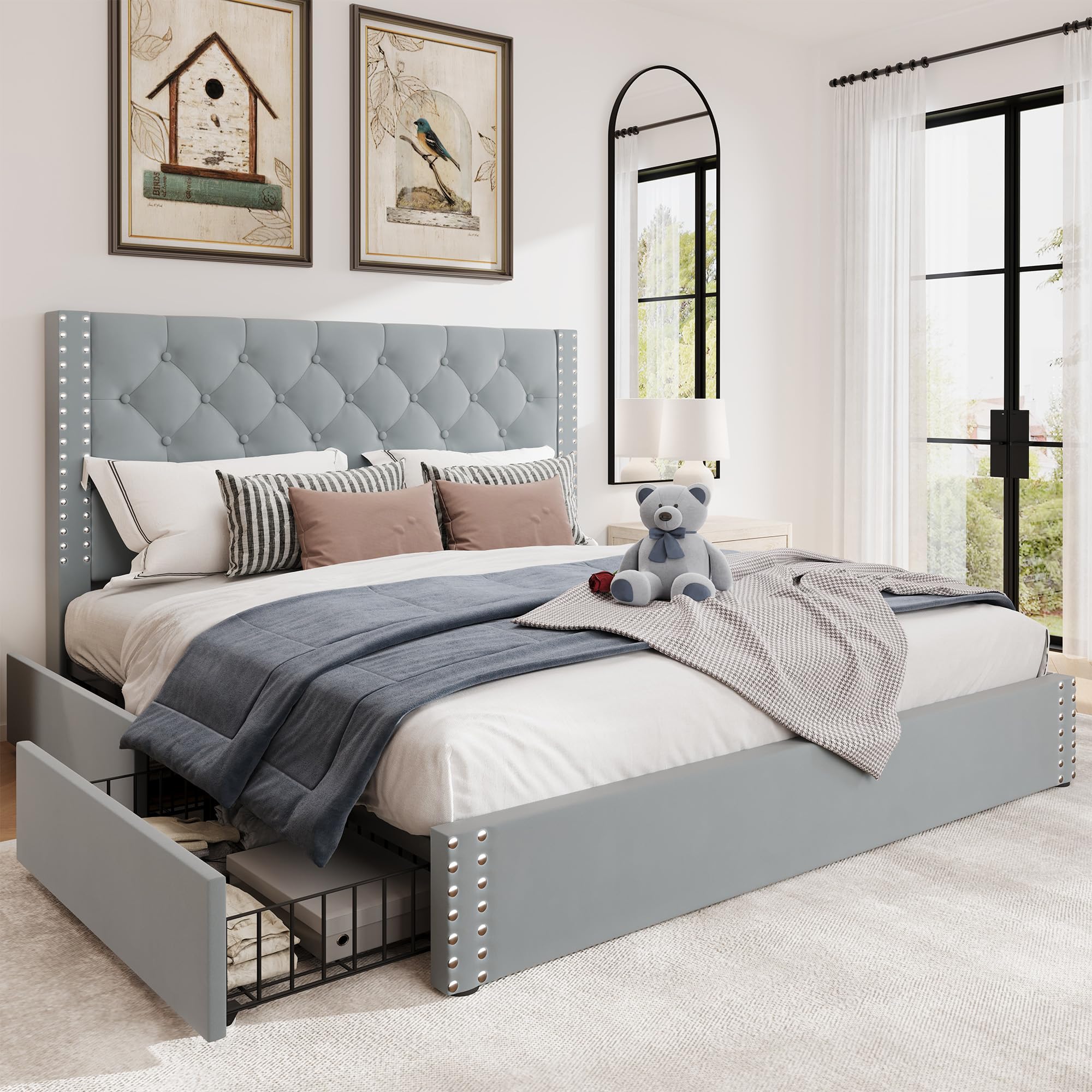 Amazon.com: BRELTAM Queen Size Bed Frame with Storage Drawers and ...