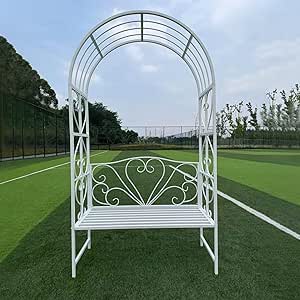 Amazon.com: Patio Bench Arch, Garden Metal Arbor, 2 Seat Large Outdoor ...