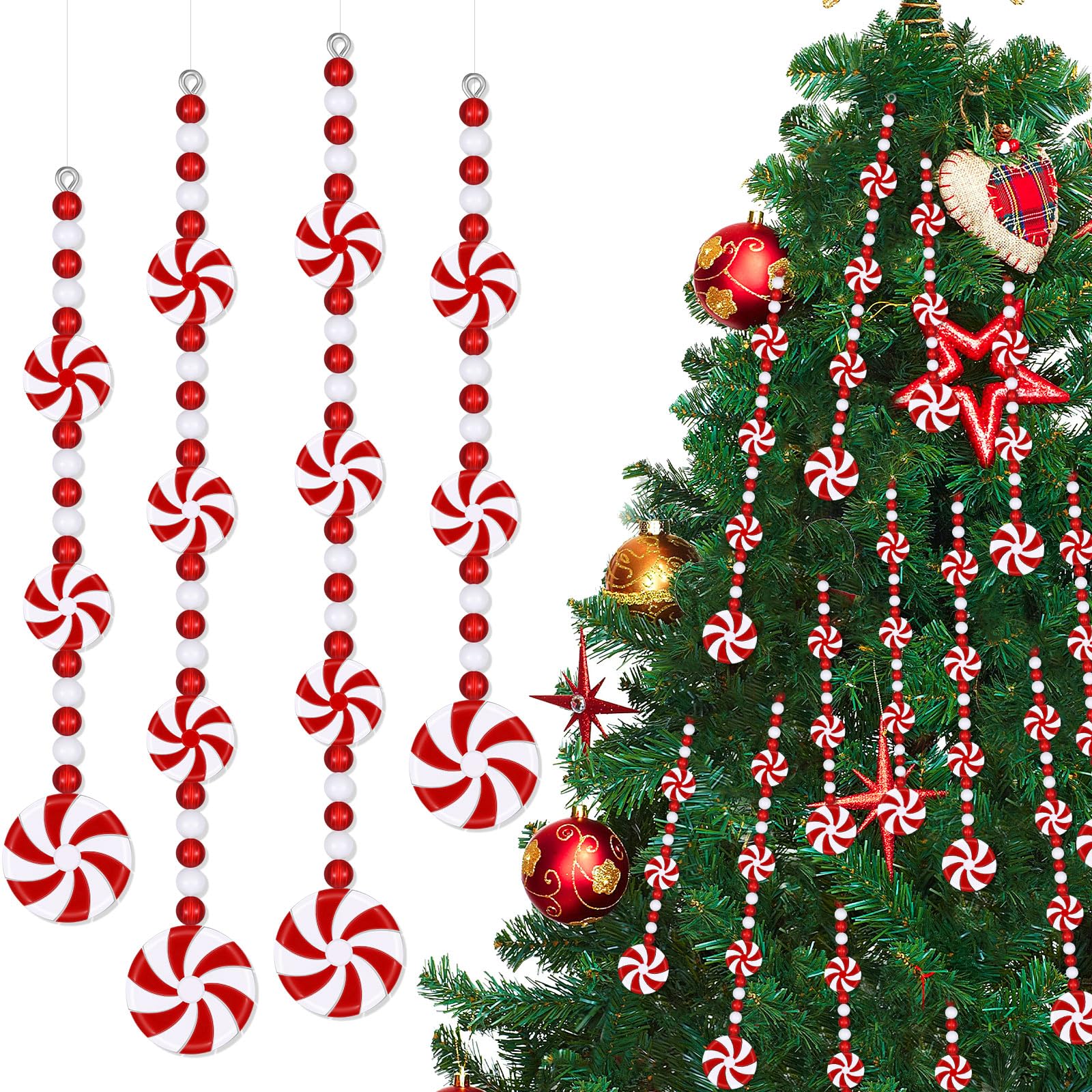 Amazon.com: Vercraft 20 Pcs Christmas Candy Garland Xmas Tree Garland ...