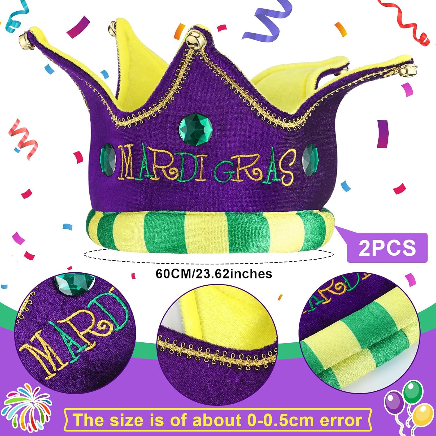 2 Pcs Mardi Gras Jester Royal Crown Mardi Gras King Maroc | Ubuy