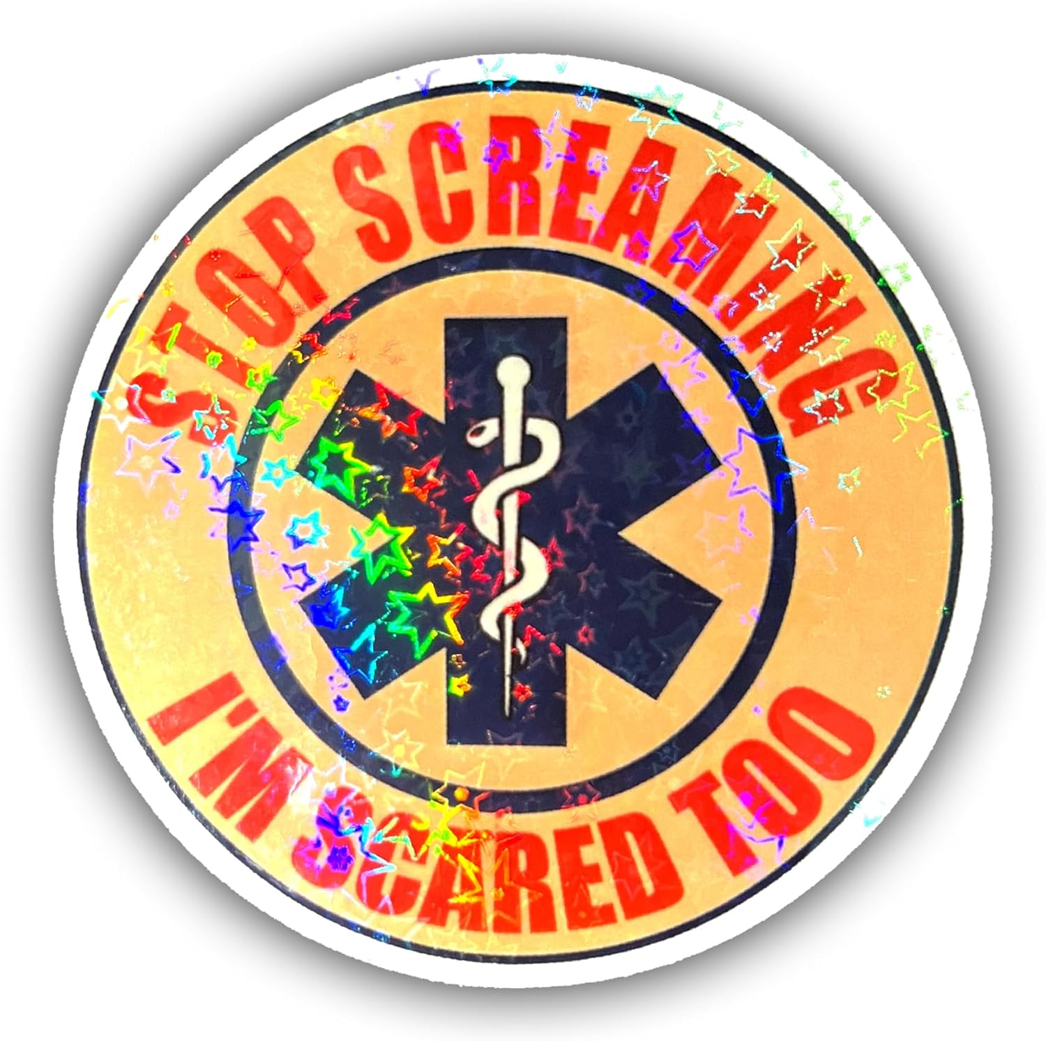Amazon.com: BELISMIA 3pcs Stop Screaming I'm Scared Too Holographic ...