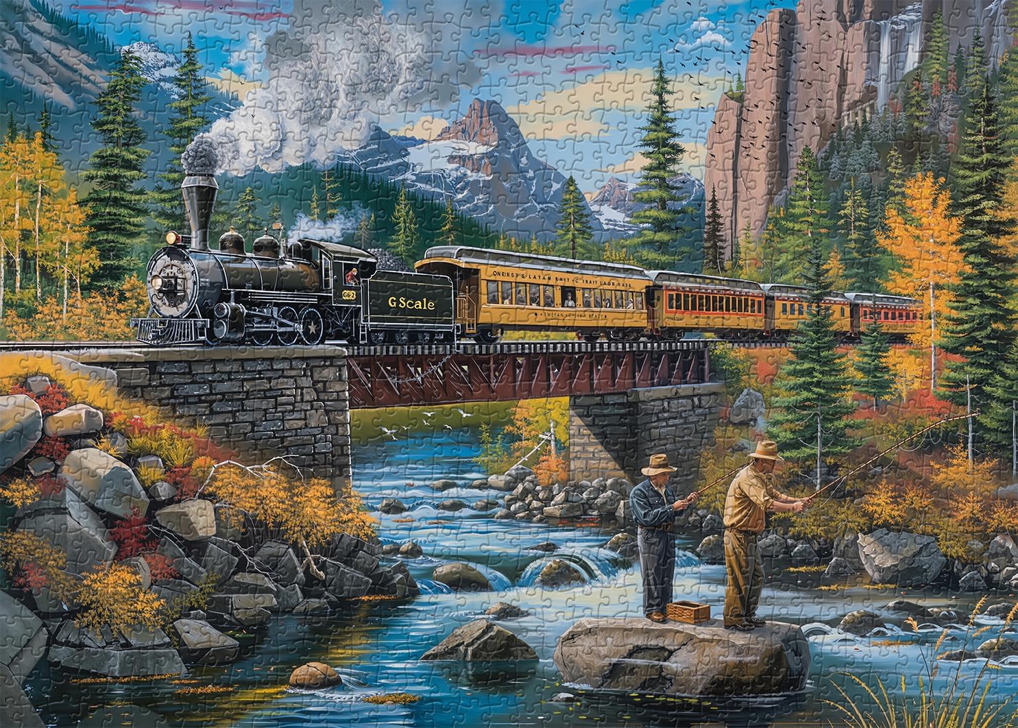 Amazon.com: PICKFORU Stream Fishing 1000 Piece Puzzle for Adults ...