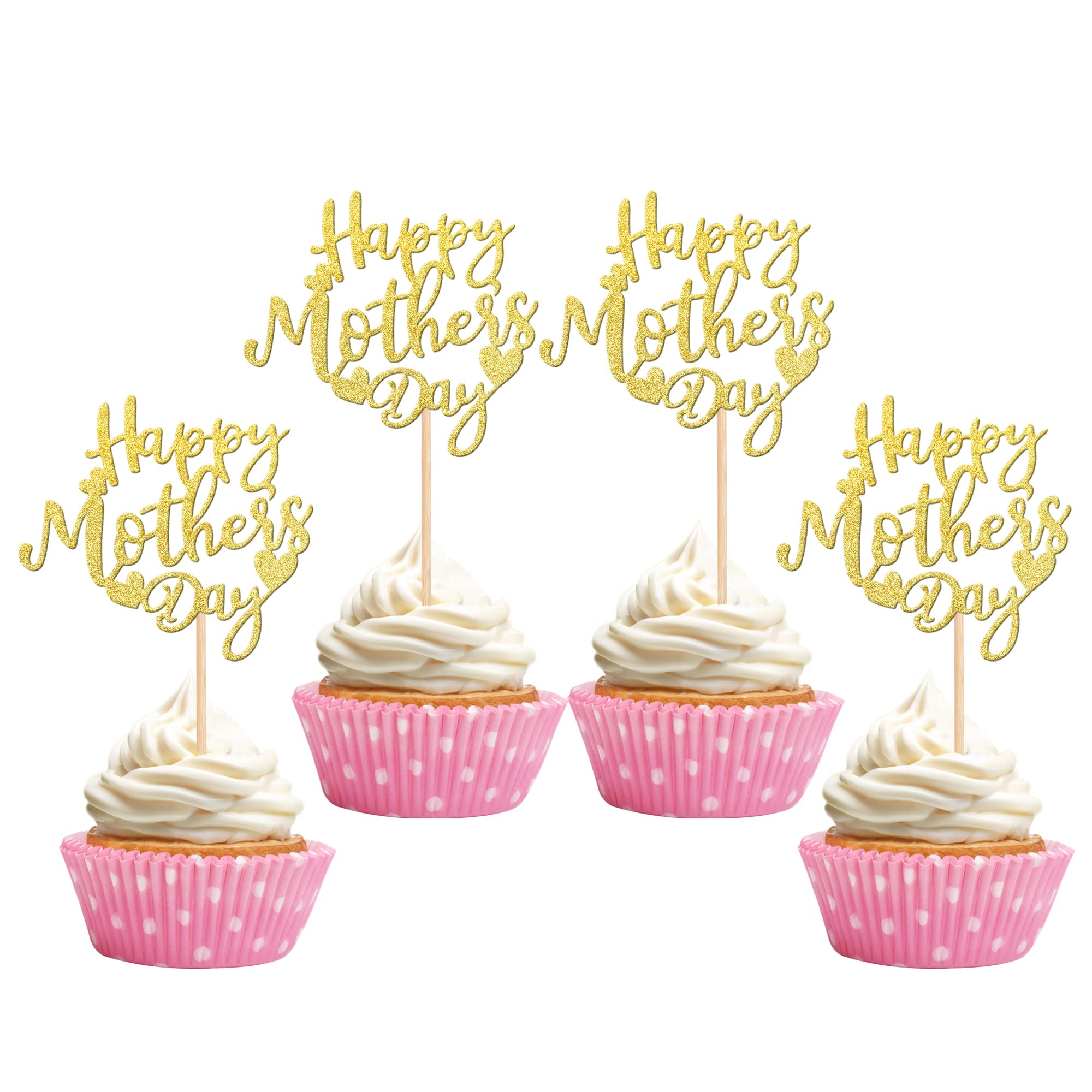 Amazon.com: 24 PCS Happy Mother's Day Cupcake Toppers with Glitter ...