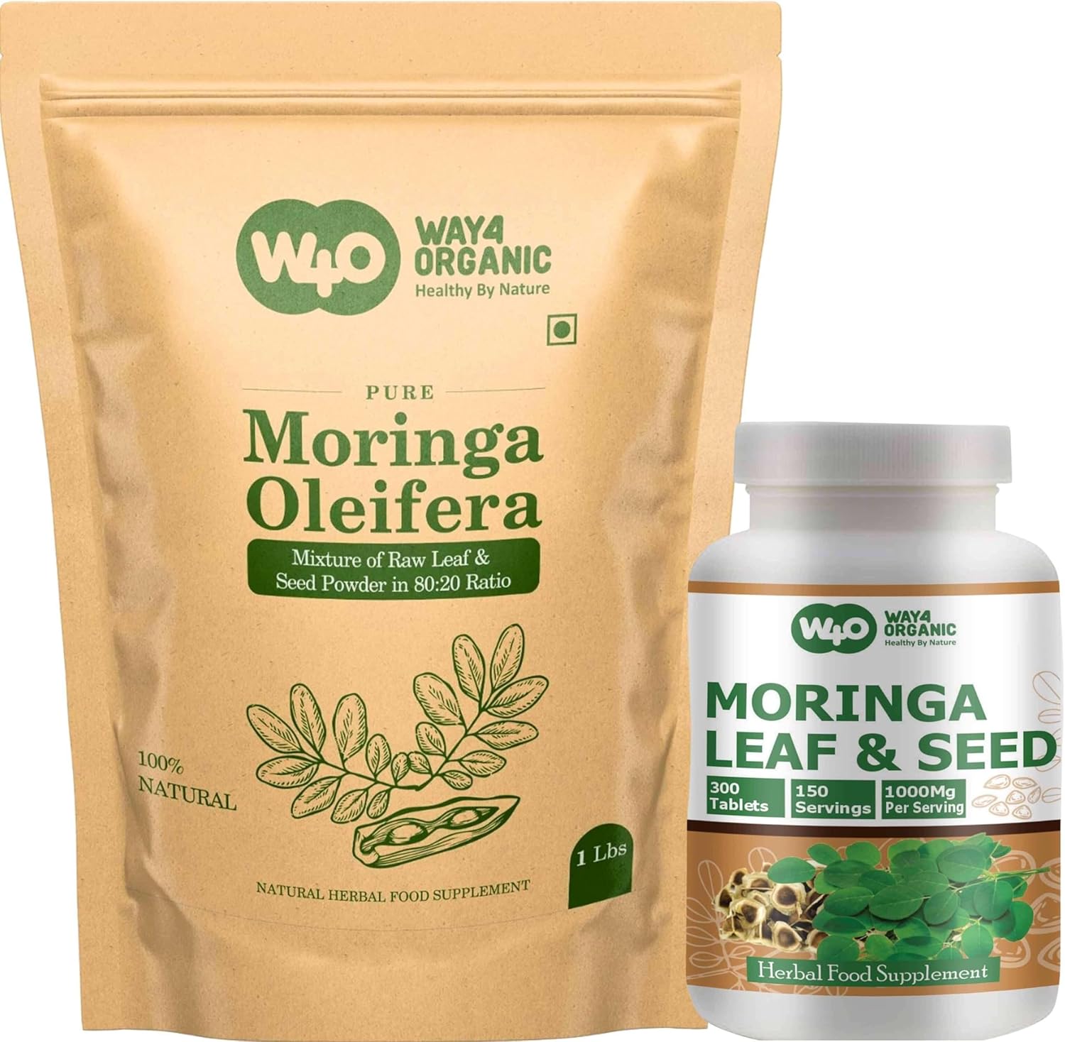 Amazon.com: Way4Organic Moringa Leaf and Seed Powder 16 Oz and Moringa ...