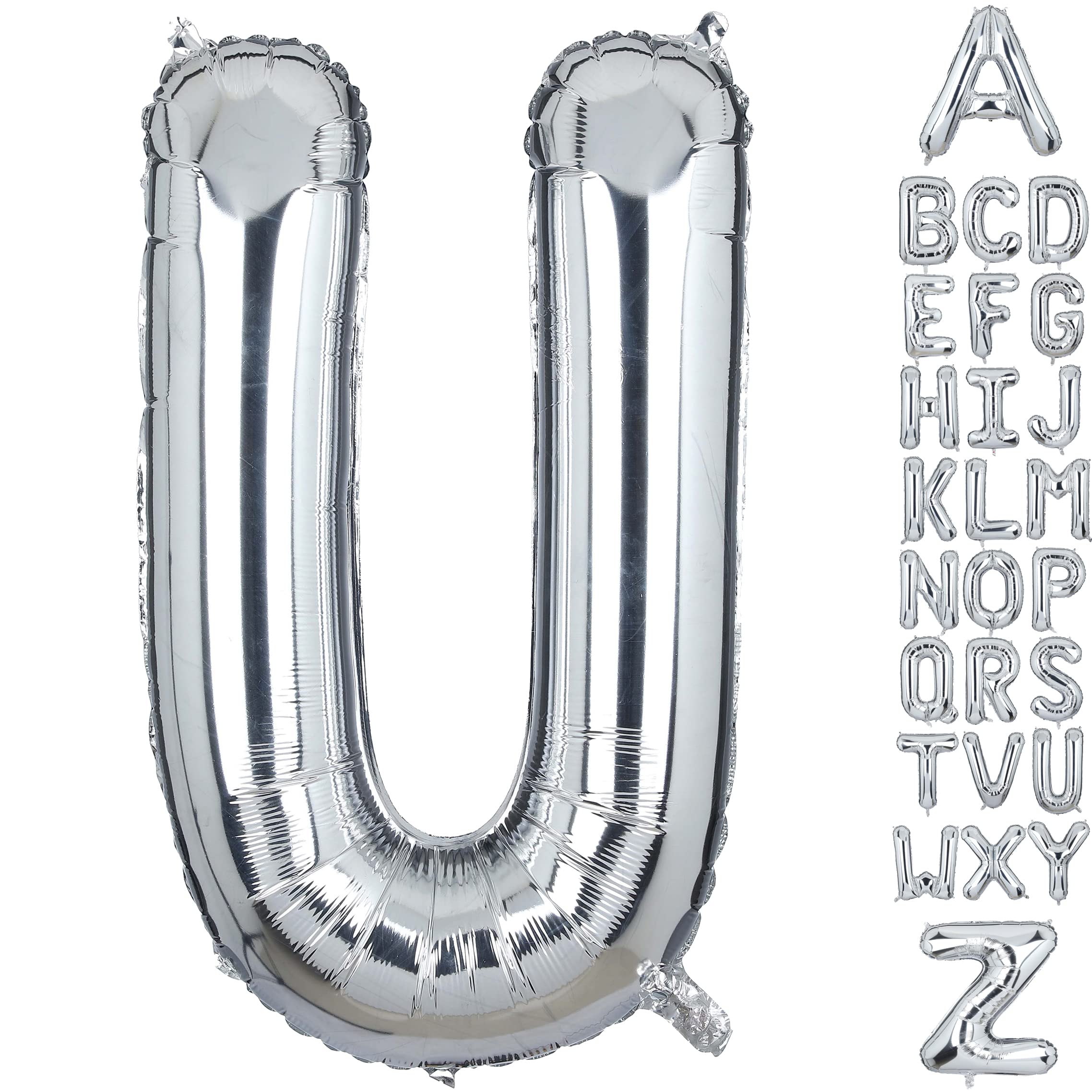 Amazon.com: 40 Inch Large Letter U Foil Balloons Silver Big Alphabet ...