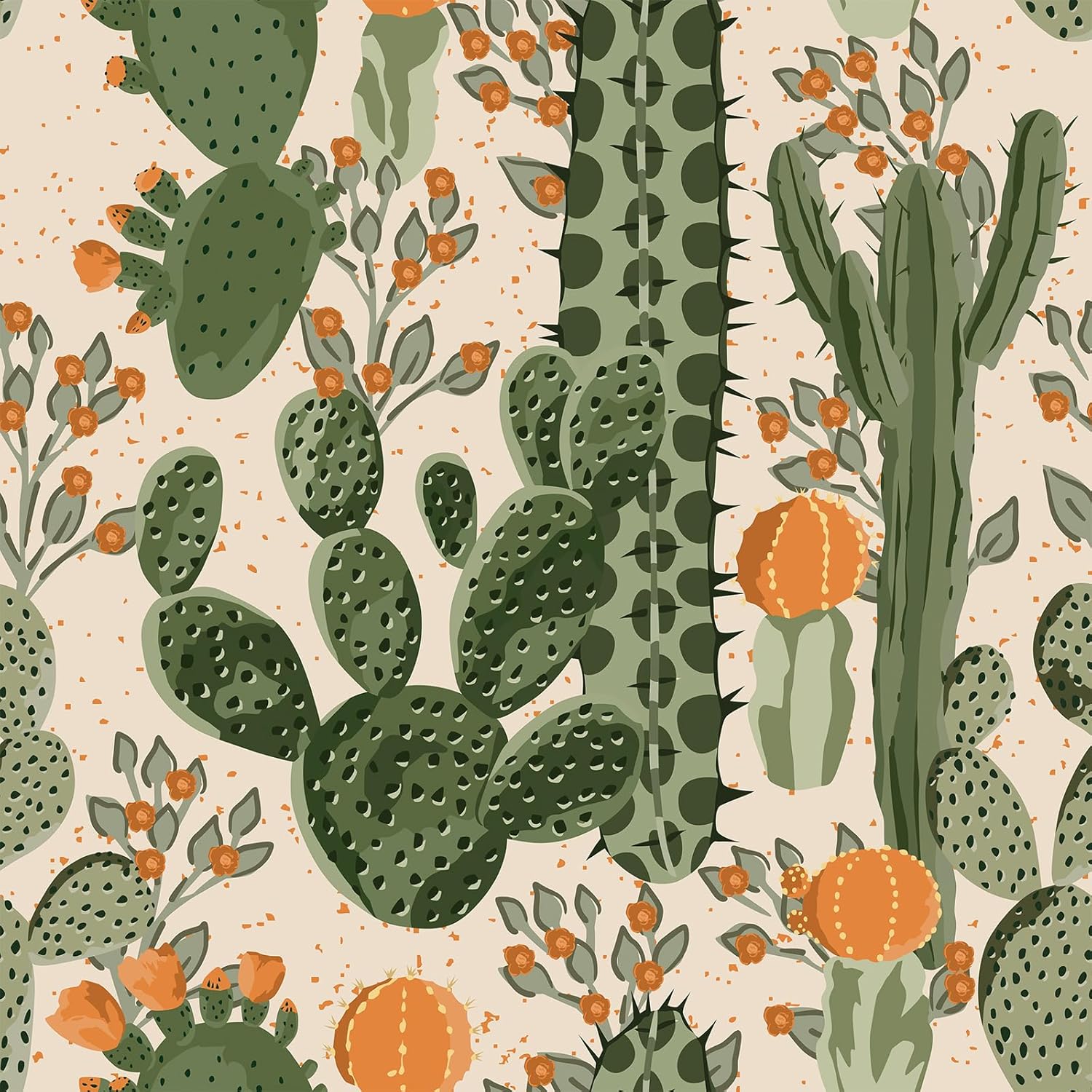 FunStick Green Cactus Wallpaper Peel and Stick Desert Cactus Flower ...