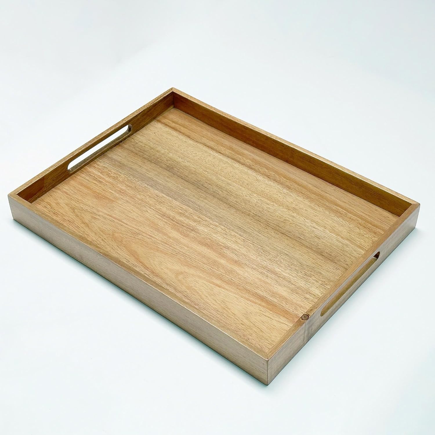 Amazon.com: 16 Inch Acacia Wood Serving Tray with Handles, Decorative ...