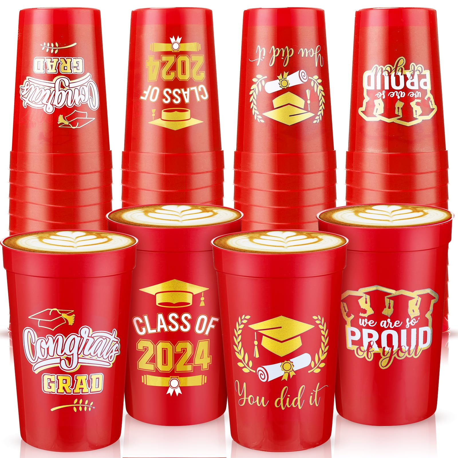 40 Pcs 16 oz Graduation Cups 2024 Graduation Plastic Stadium Cups ...