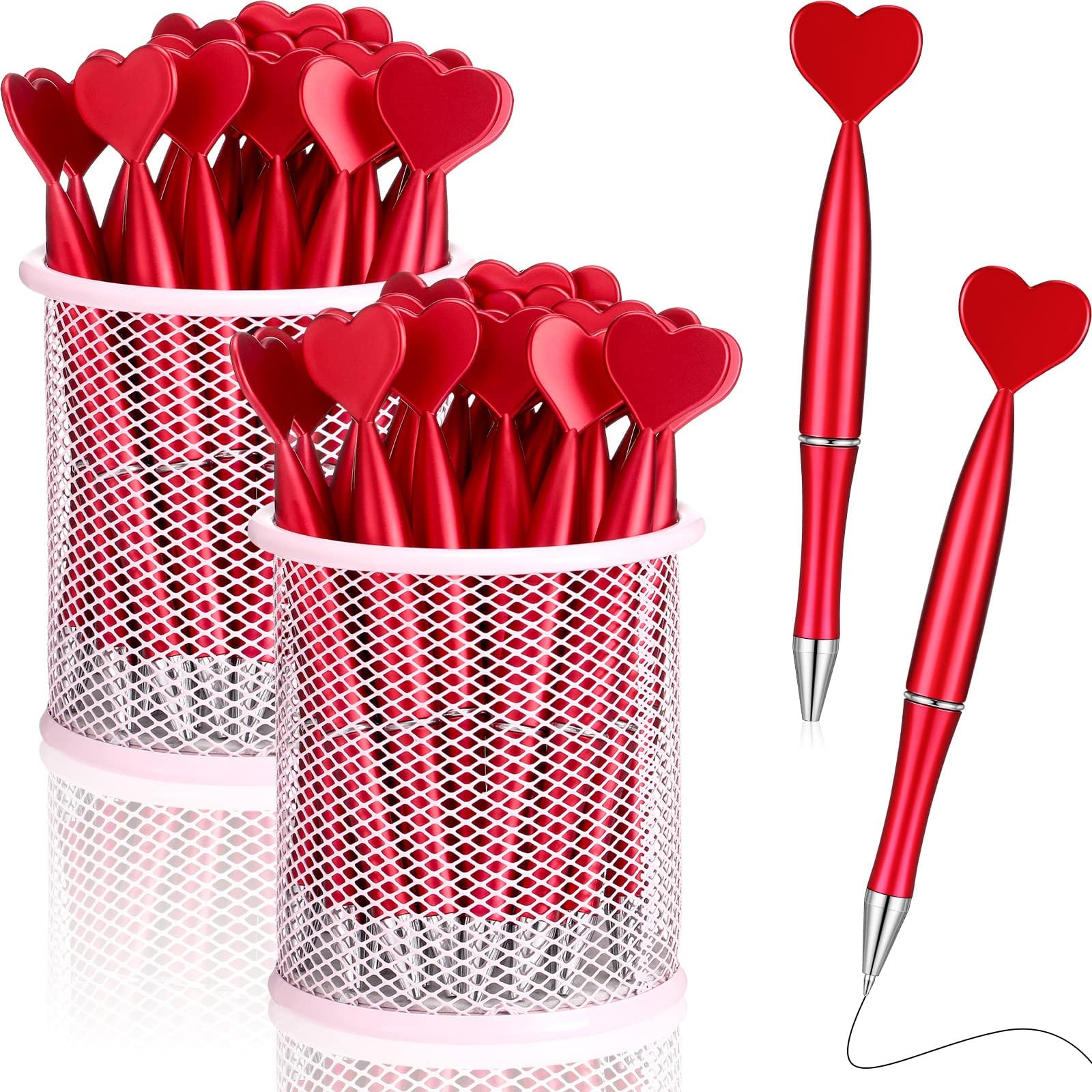 Amazon.com : 200 Pieces Valentine's Day Heart Shaped Pens Black Gel Ink ...