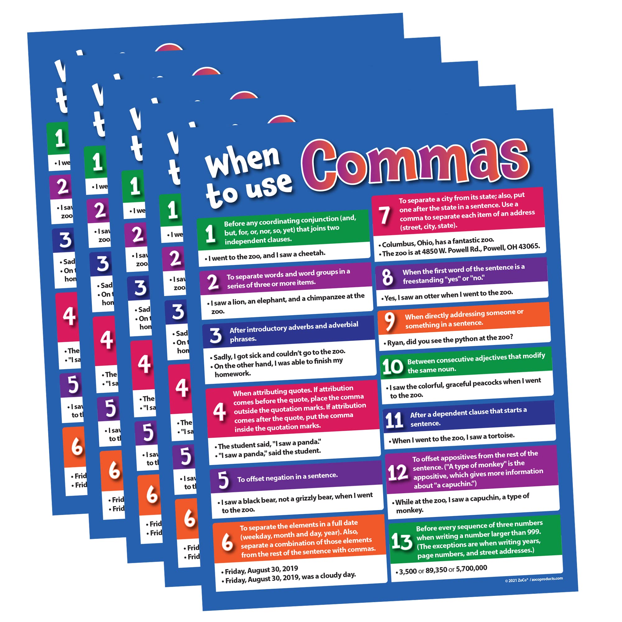 Zoco When To Use Commas Posters 5 Pack Laminated 17 | Desertcart INDIA