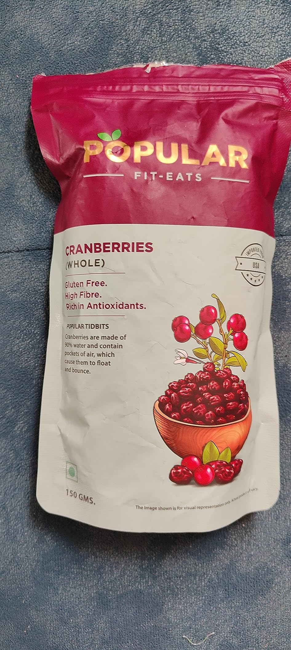 POPULAR FIT-EATS Cranberry Whole, 450g (Pack of 3x150g each) - Berries ...