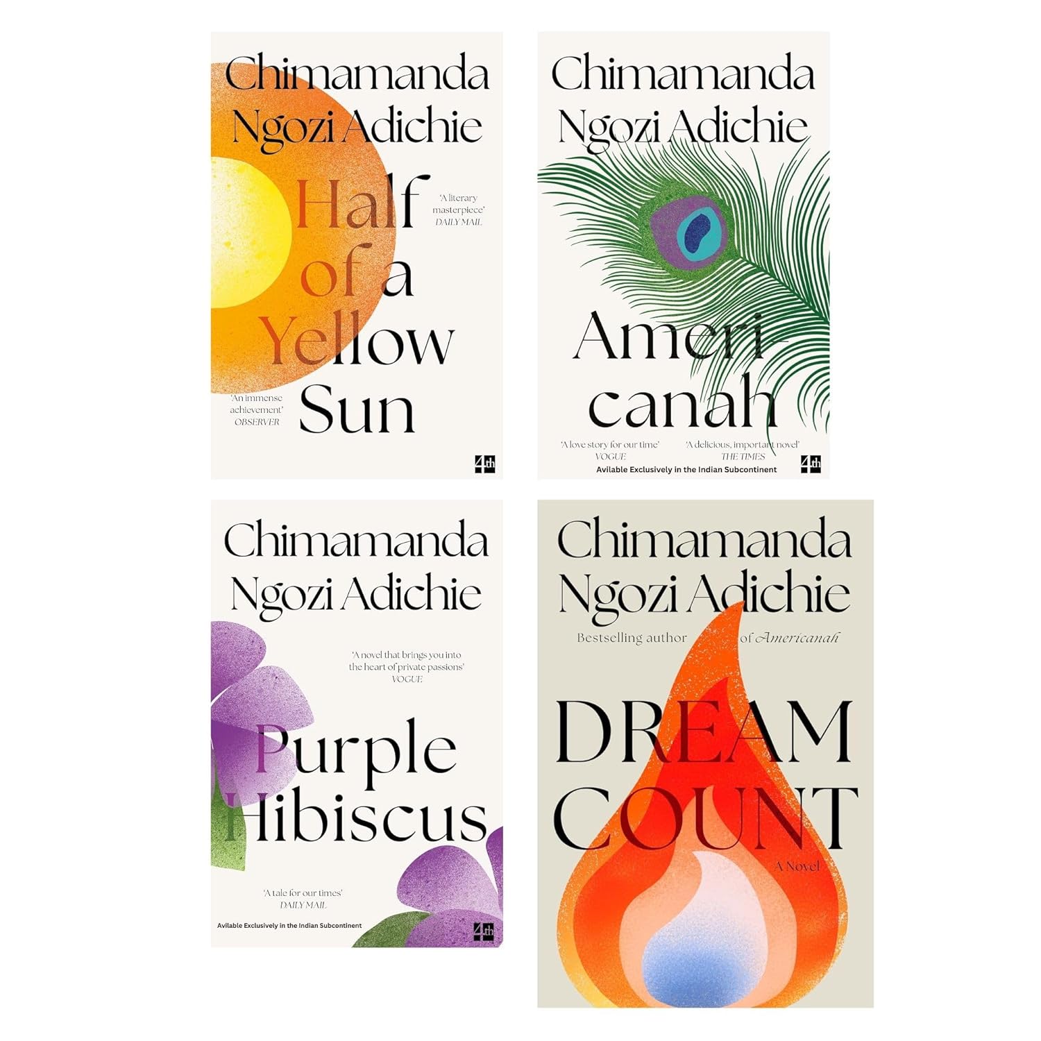 Chimamanda Ngozi Adichie 4-Book Collection Set: Dream Count, Americanah ...