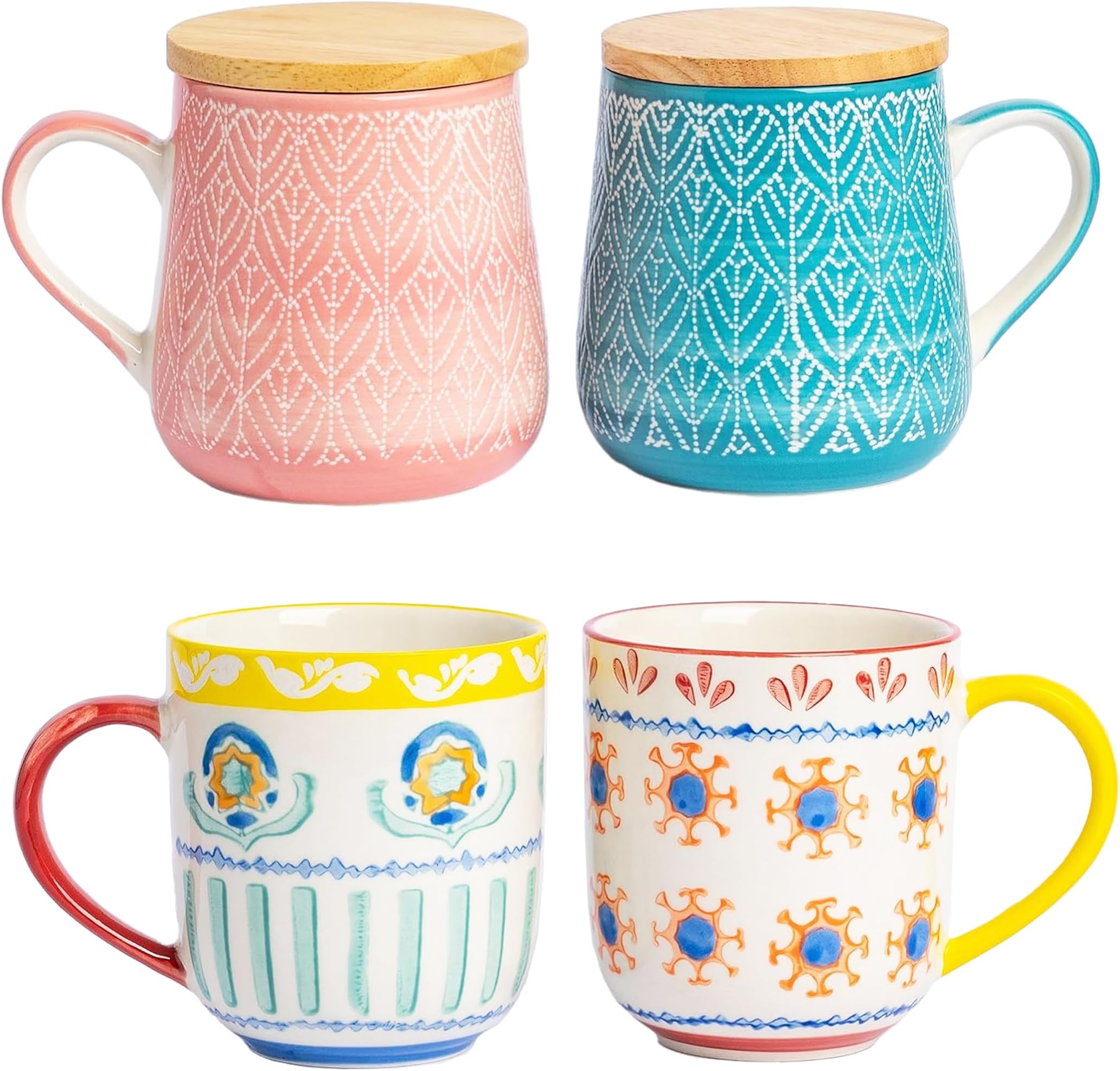 Amazon.com: TERESA'S TEASET Coffee Mug with Lid Set of 2, Mugs Gift Set ...