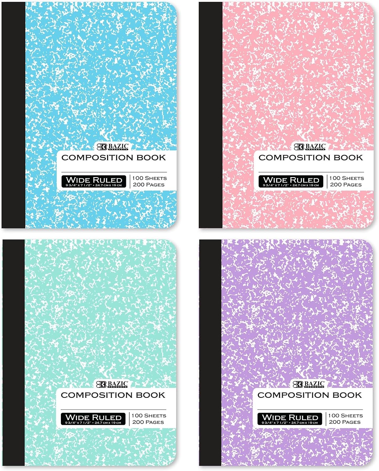 Amazon.com : BAZIC PRODUCTS Wide Ruled Pastel Color Marble Composition ...