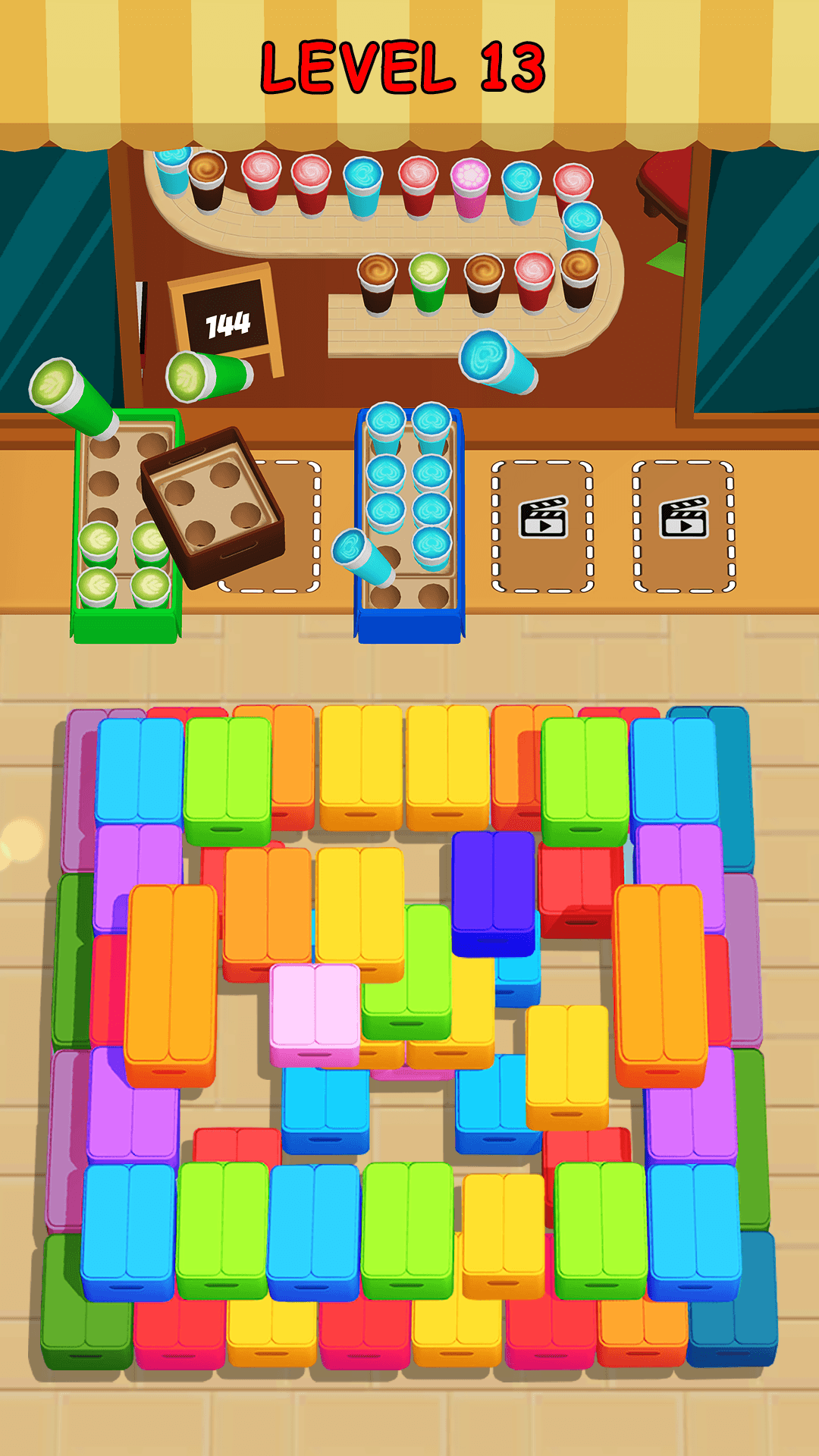 Coffee Cup Jam Rush 3D Packing Puzzle: Color Boxes Matching Fun Sorting ...